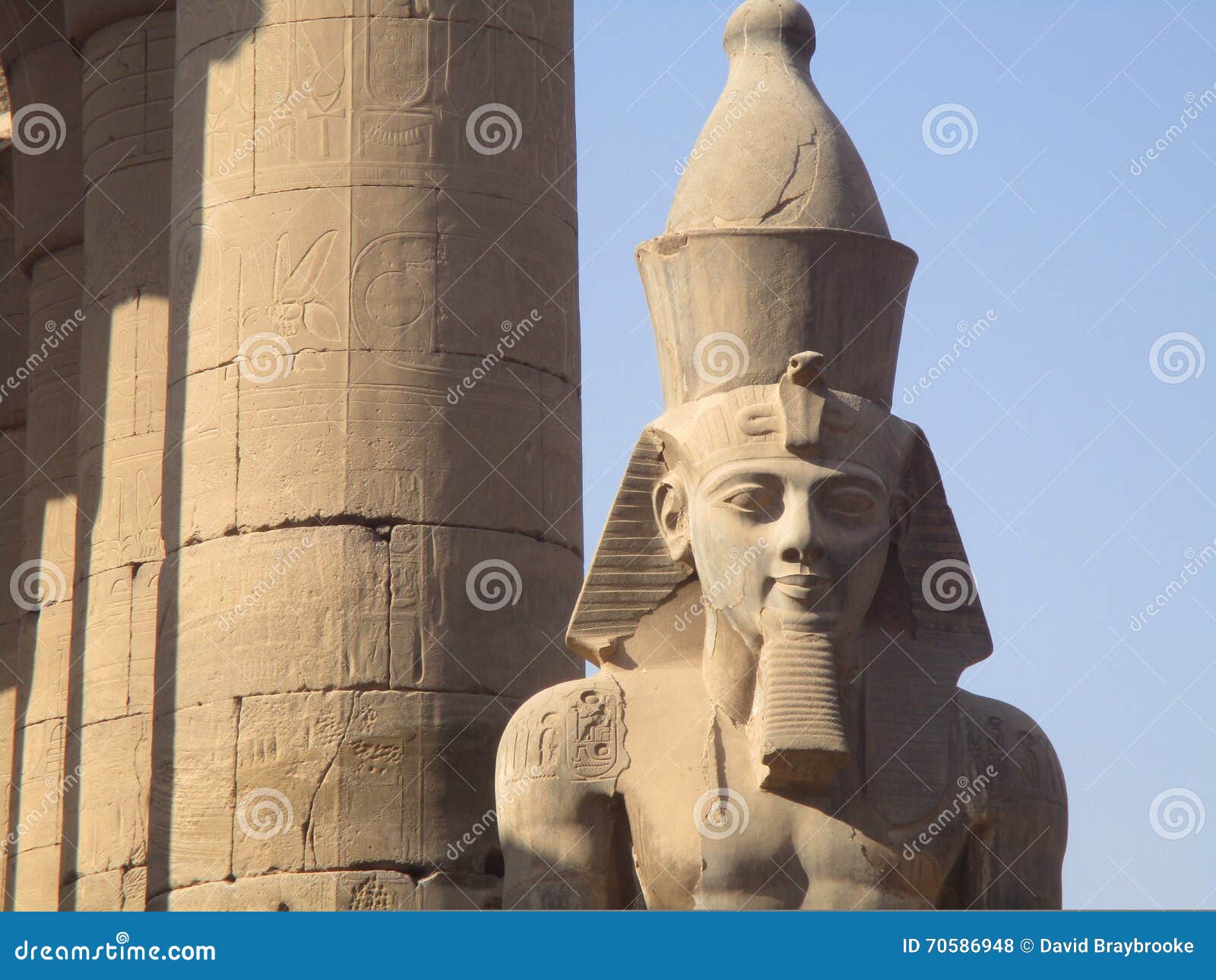 Stone Pharaoh Sculpture Egyptian Temple Stock Photo - Image of monument ...