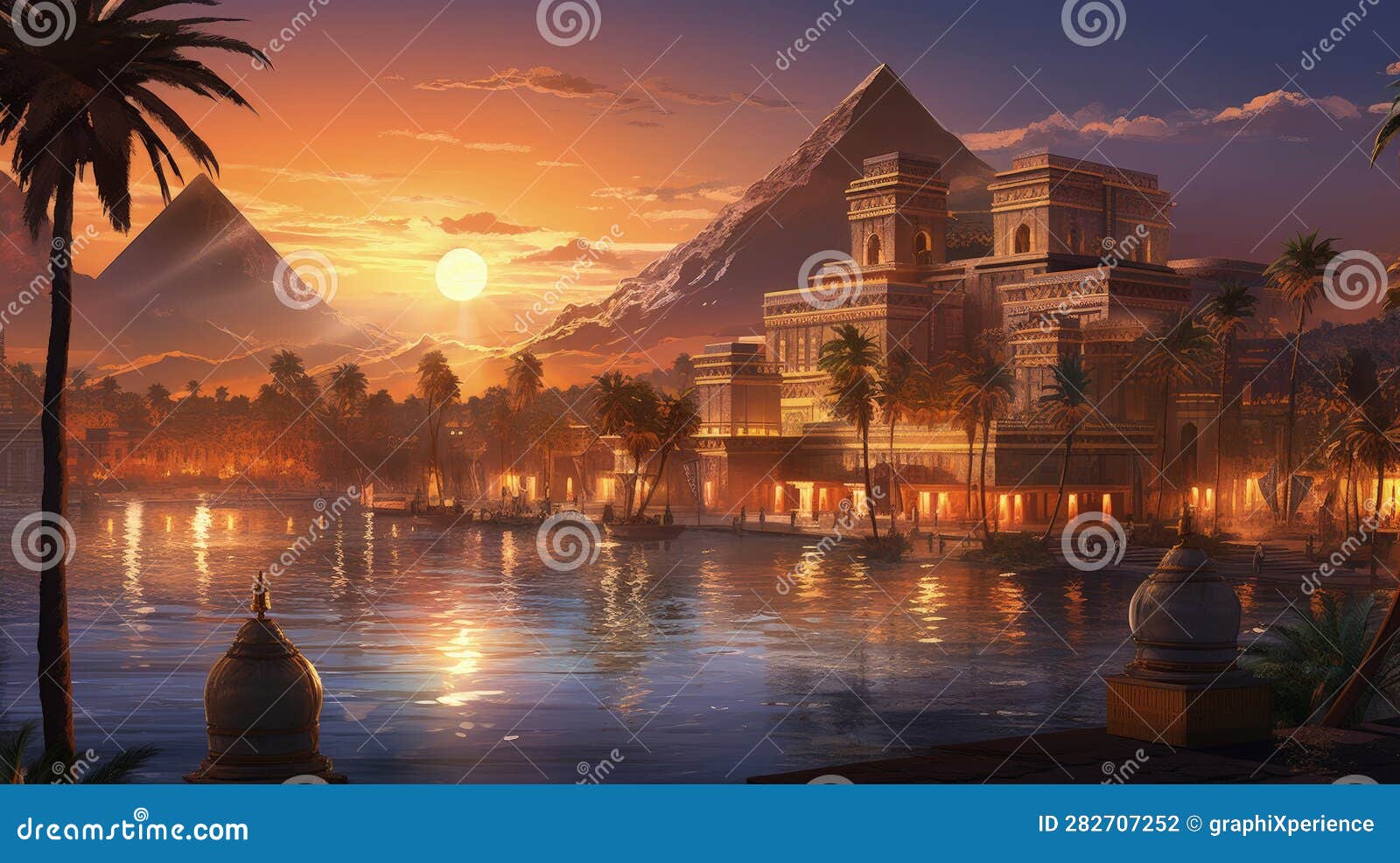 The Pharaohs Oasis City stock illustration. Illustration of give ...