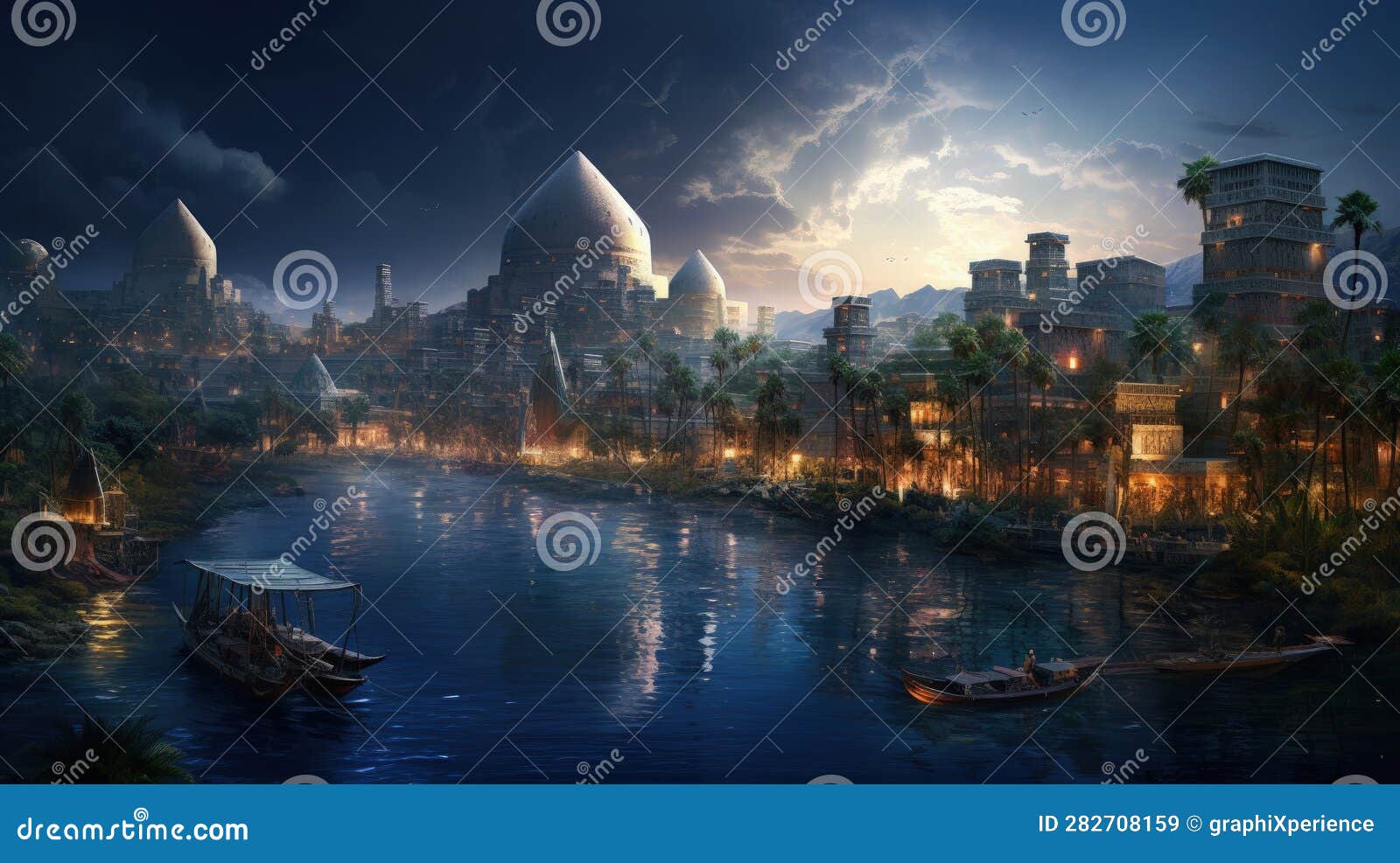 The Pharaohs Oasis City stock illustration. Illustration of generation ...