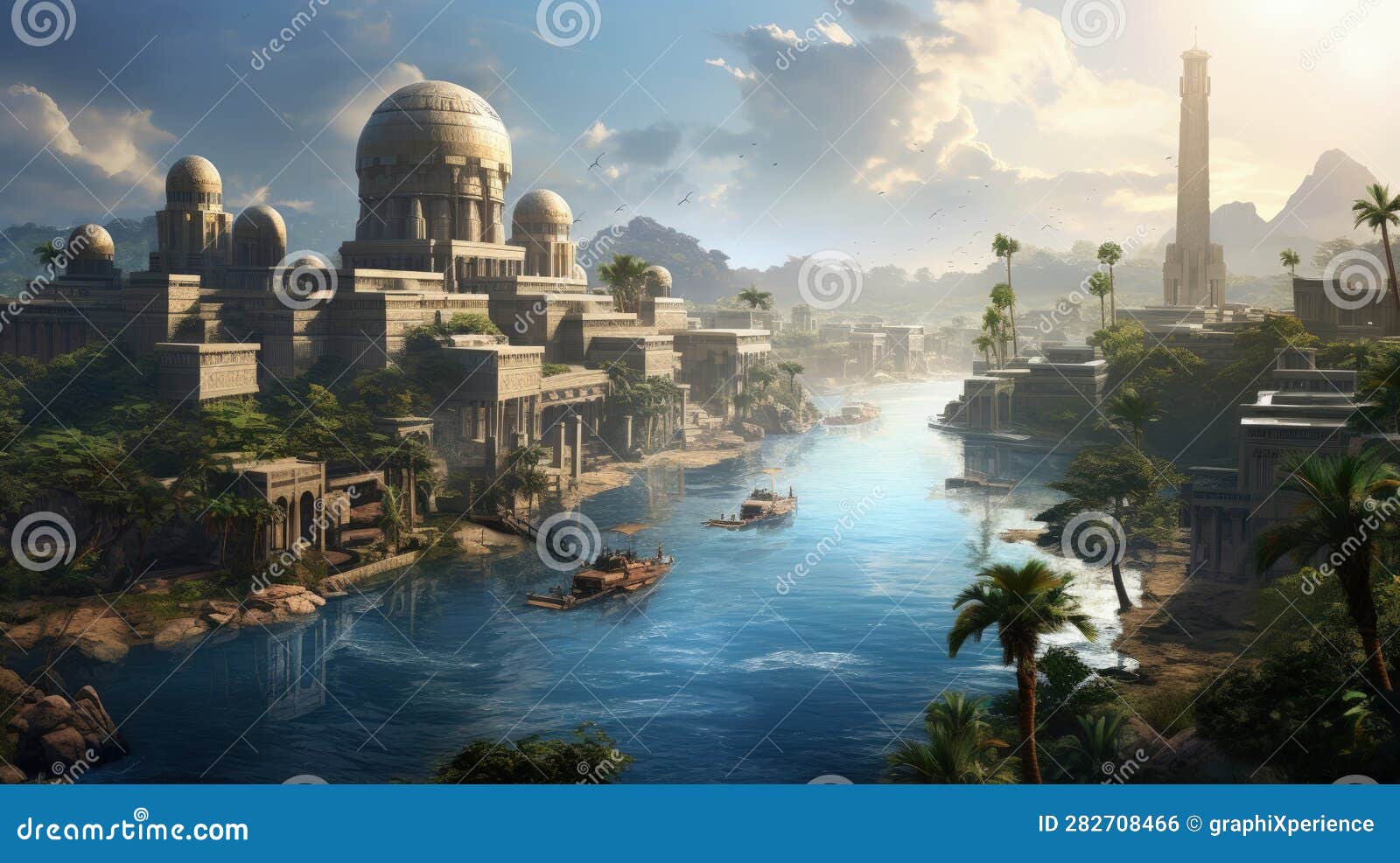 The Pharaohs Oasis City stock illustration. Illustration of matte ...