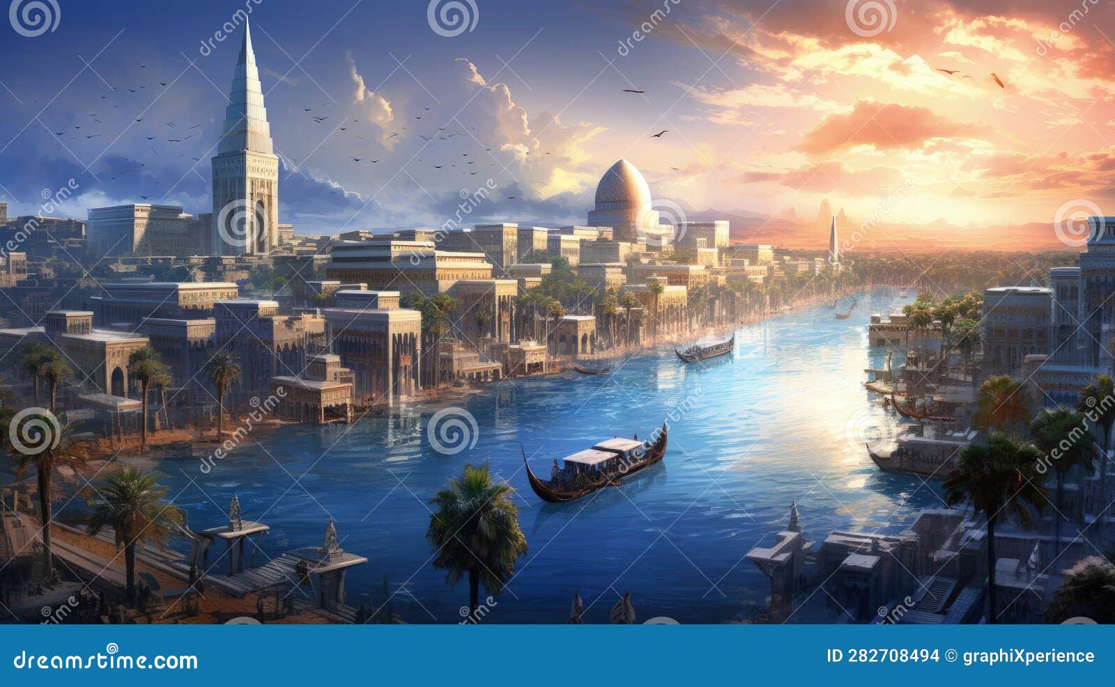 The Pharaohs Oasis City stock illustration. Illustration of city ...