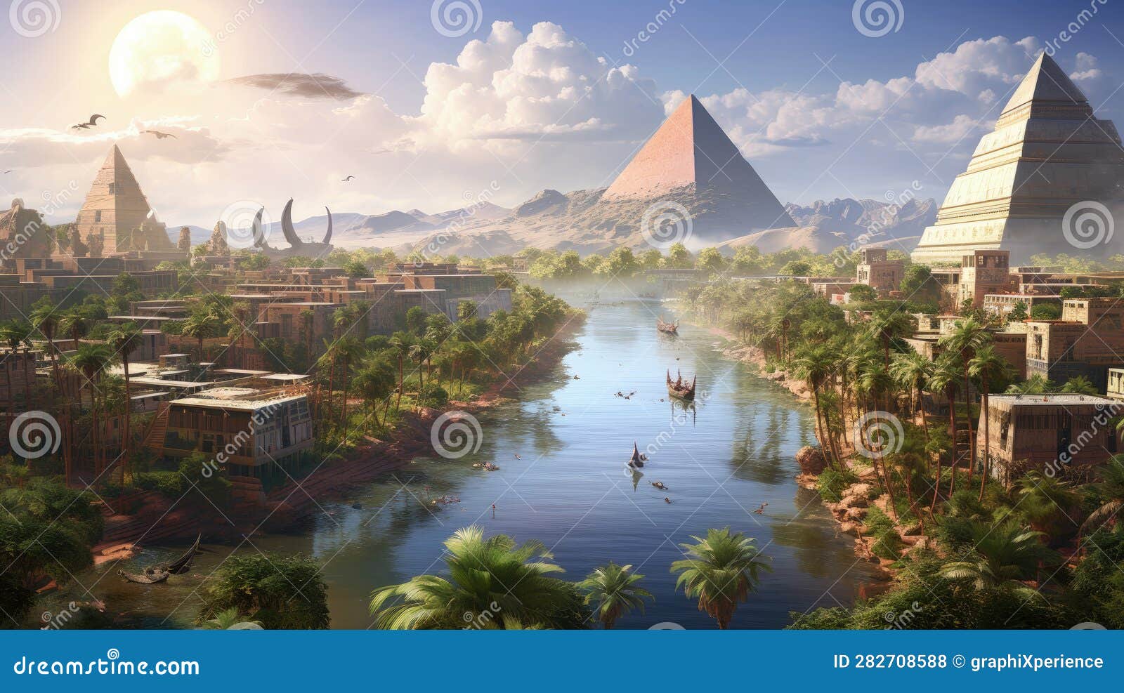 The Pharaohs Oasis City stock illustration. Illustration of tools ...