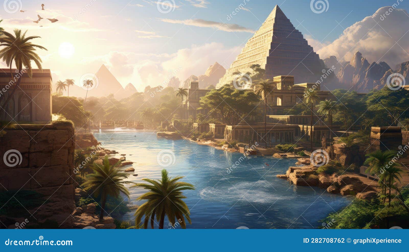 The Pharaohs Oasis City stock illustration. Illustration of oasis ...