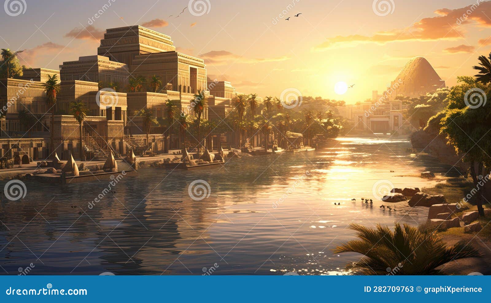 The Pharaohs Oasis City stock illustration. Illustration of kingcore ...