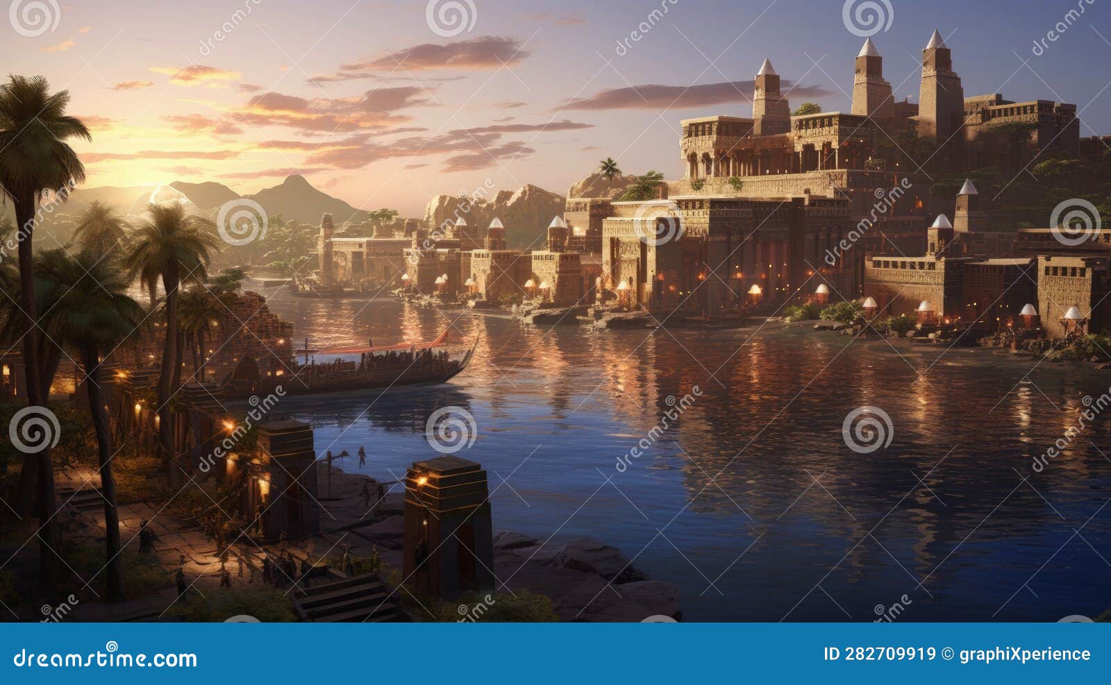 The Pharaohs Oasis City stock illustration. Illustration of generation ...