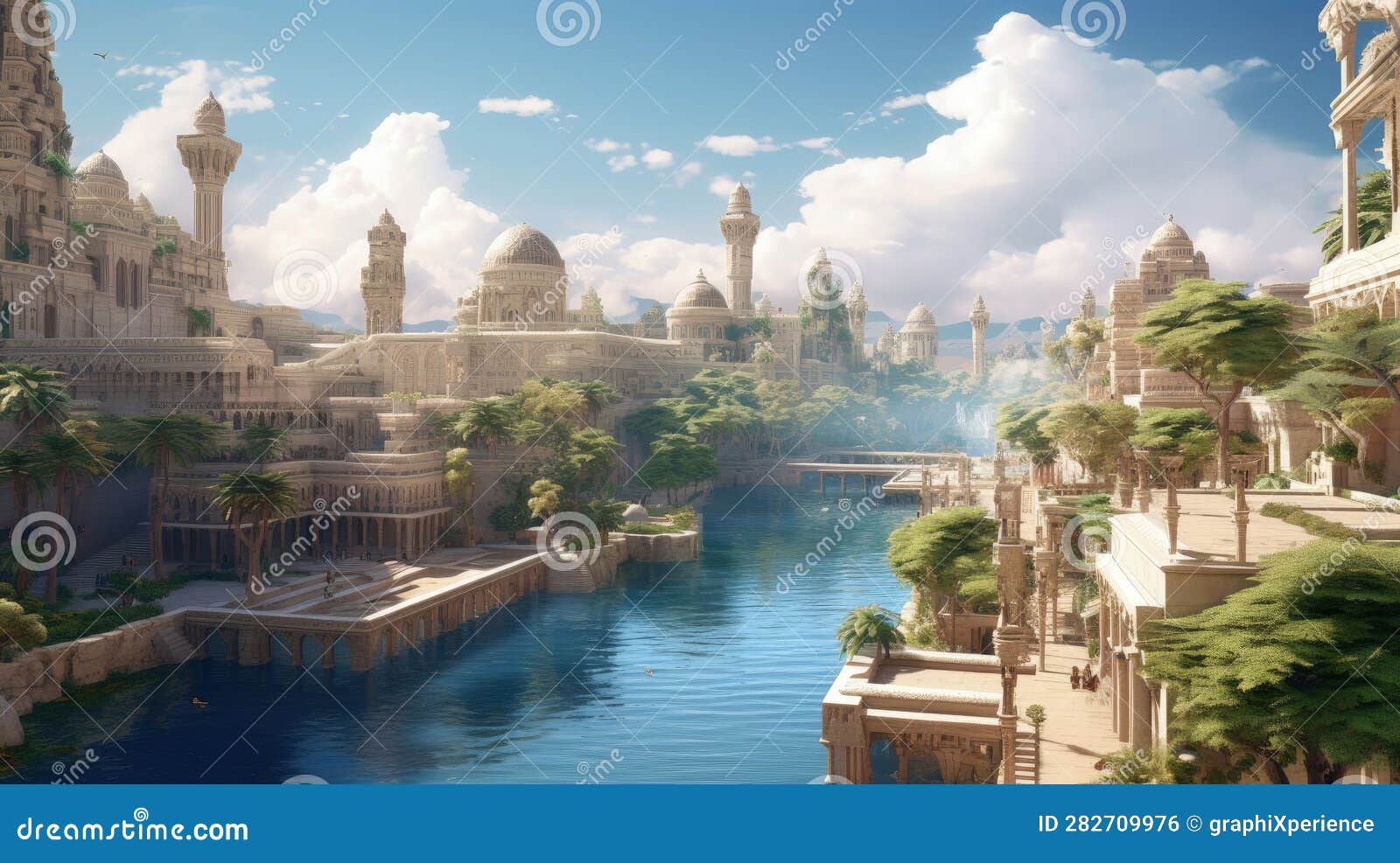 The Pharaohs Oasis City stock illustration. Illustration of matte ...