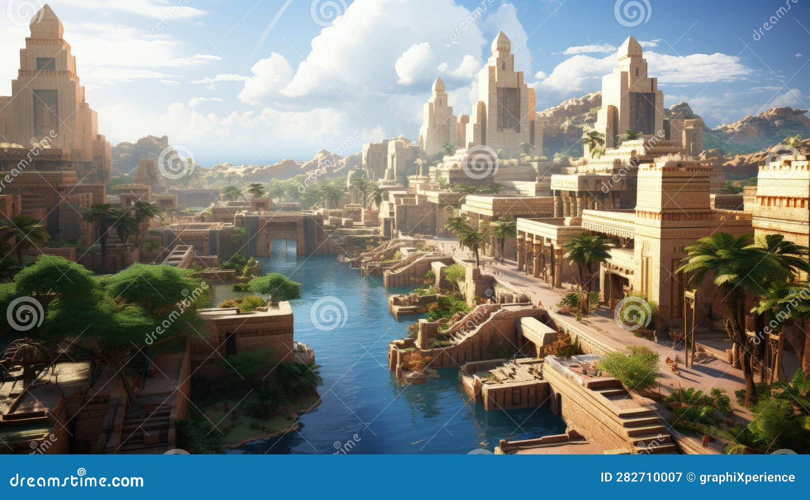 The Pharaohs Oasis City stock illustration. Illustration of matte ...