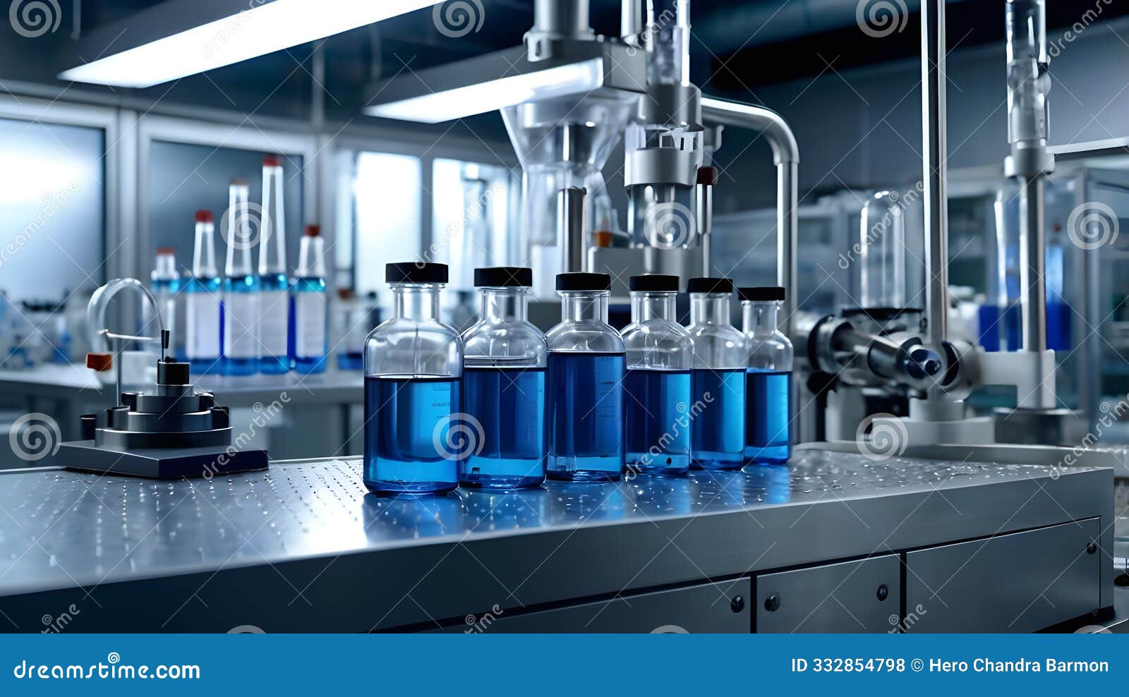 Pharma Factory with Conveyor Line Glass Bottles Stock Illustration ...