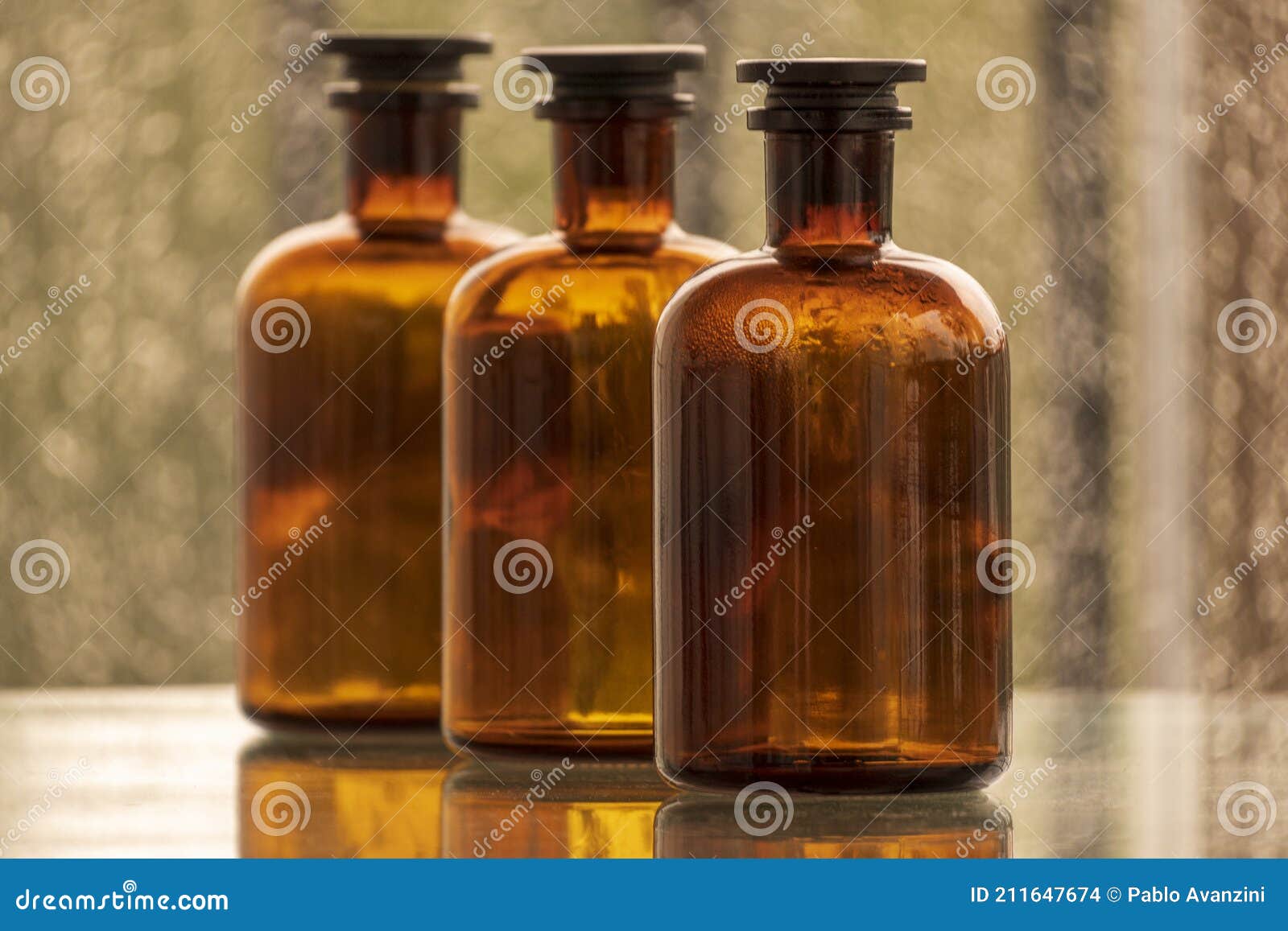 Pharmaceutical Amber Glass Flasks Stock Photo - Image of chemist, drug ...