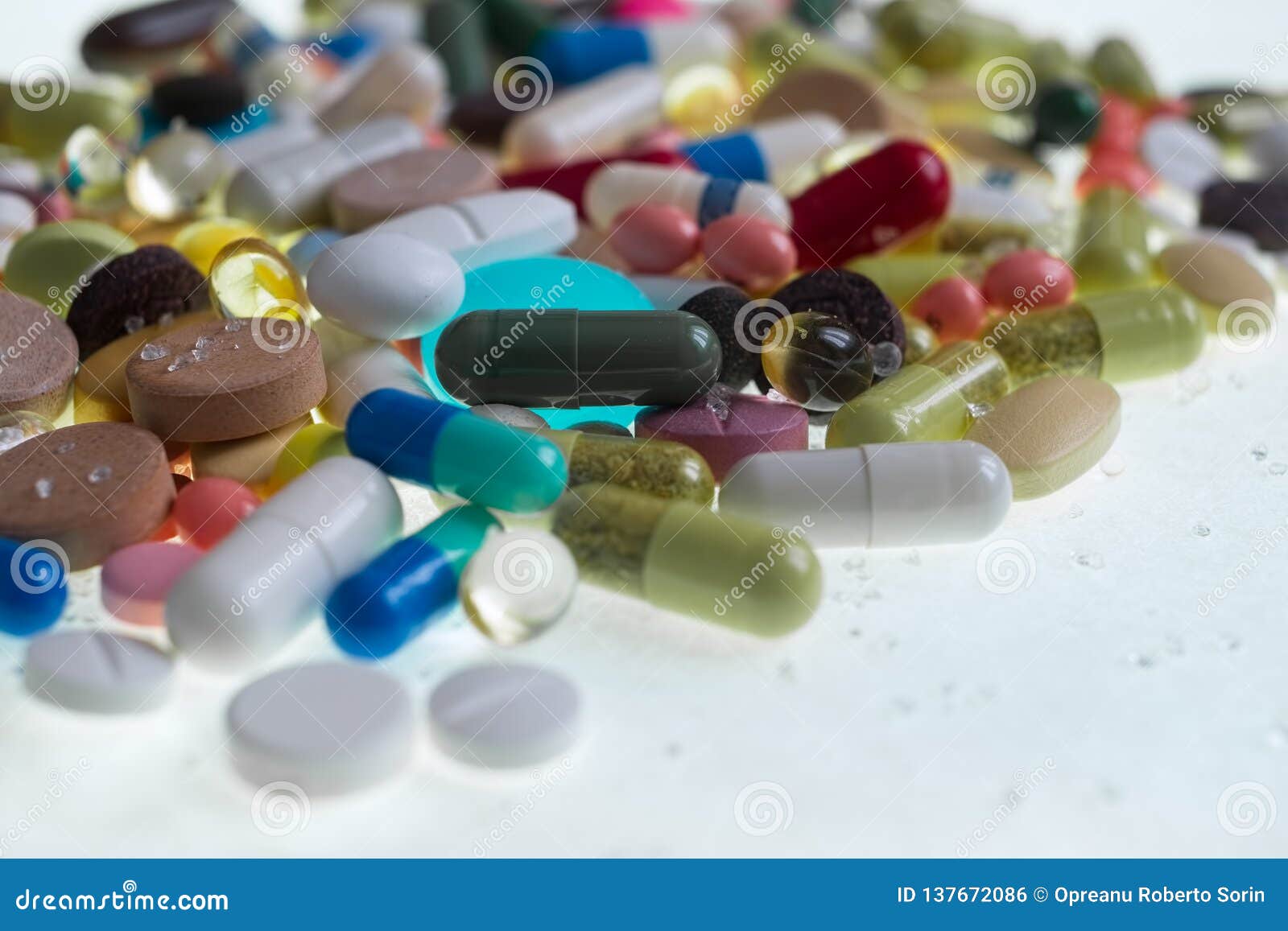 Pharmaceutical Different Multicolored Tablets, Capsules, Therapy Drugs ...