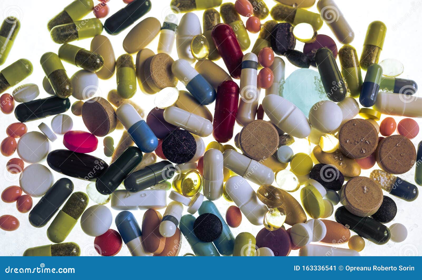 Pharmaceutical Different Multicolored Tablets, Capsules, Therapy Drugs ...