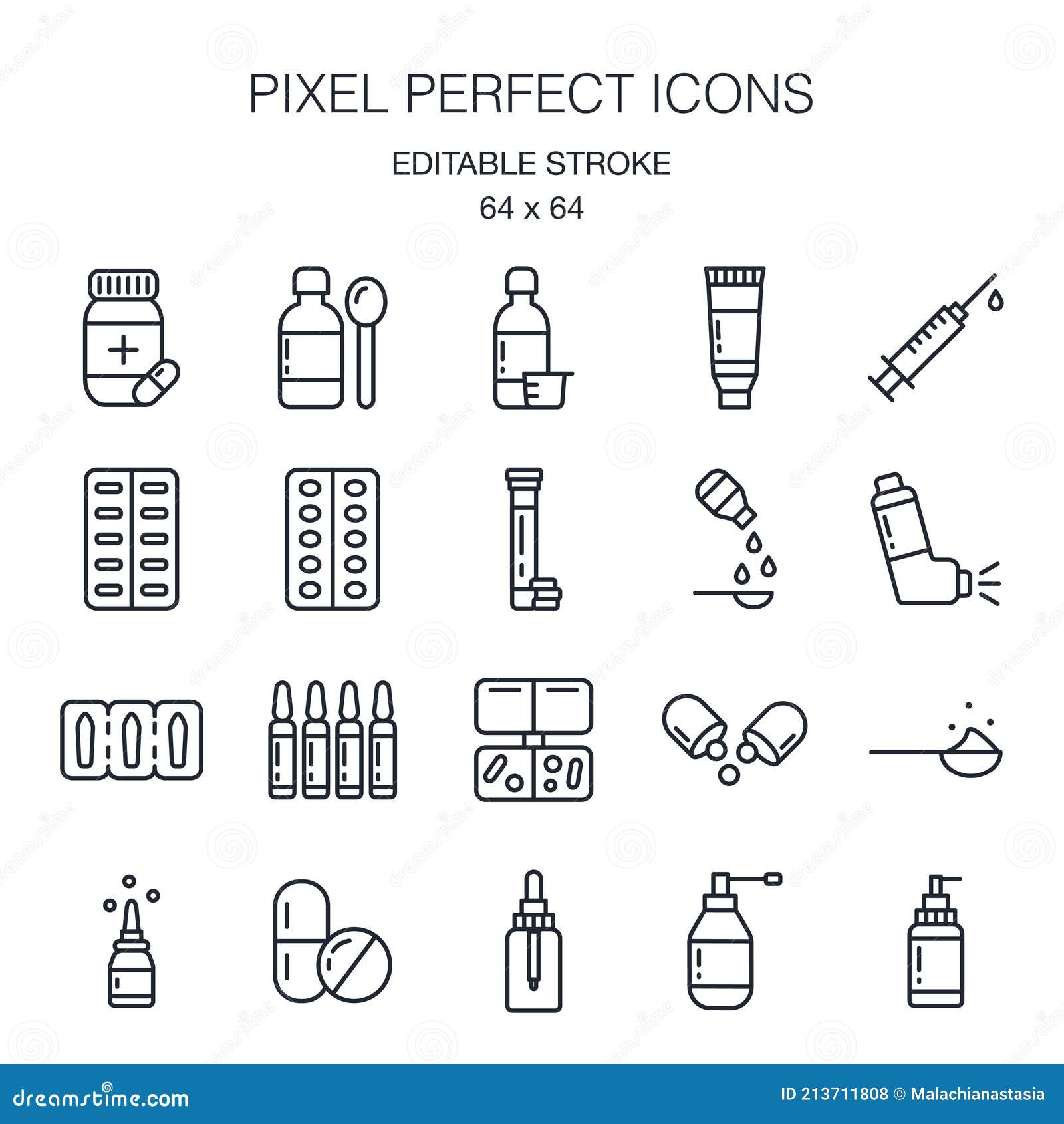 Pharmaceutical Dosage Forms Editable Stroke Outline Icon Pack Isolated ...