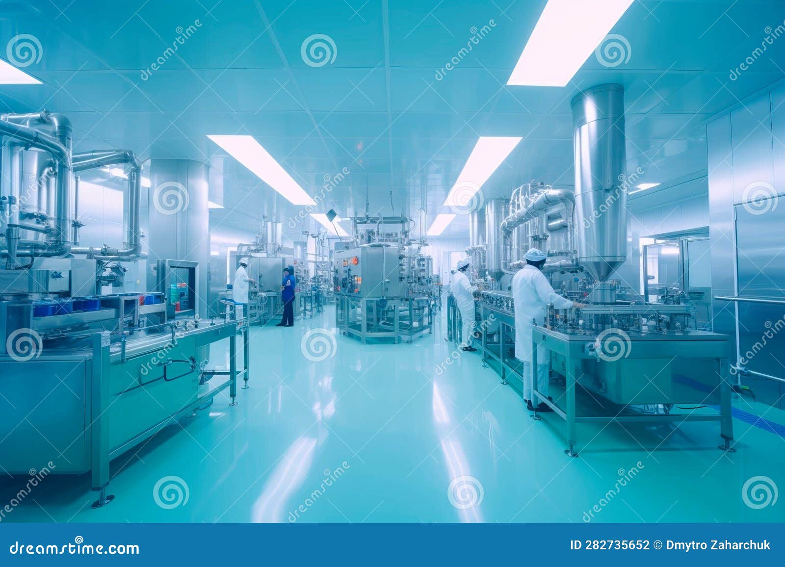 Pharmaceutical Factory Where Workers Perform Various Processes Of ...