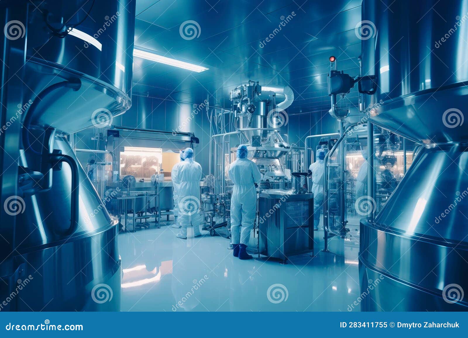 Pharmaceutical Factory Where Workers Perform Various Processes of ...