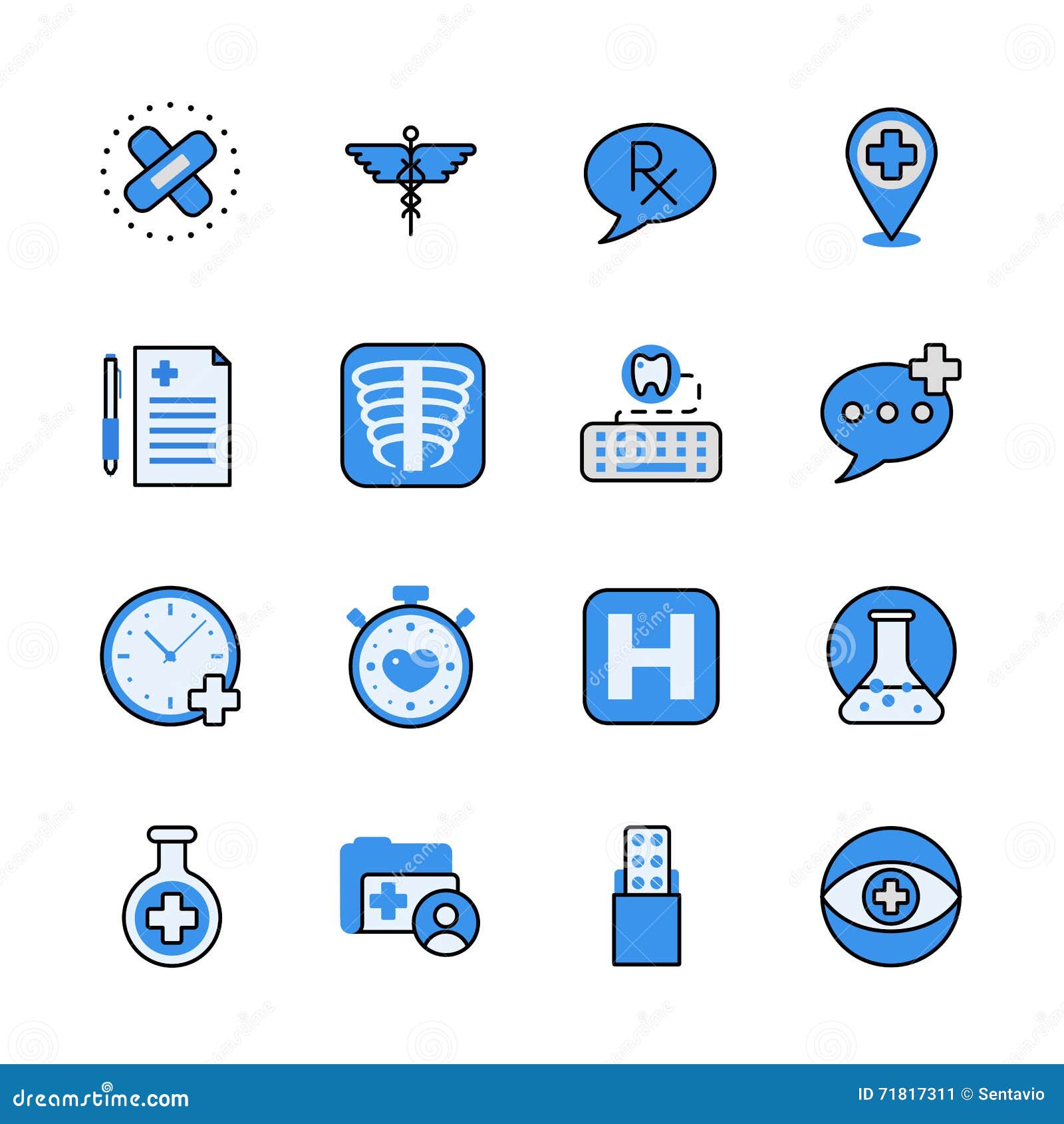 Pharmaceutical Industry Lineart Flat Vector Icon Set. Stock Vector ...