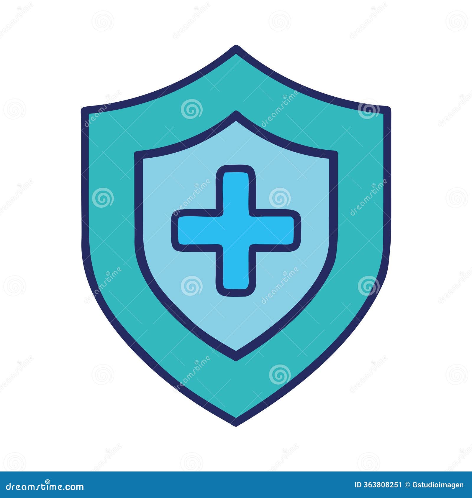 Medical Shield Doodle Hand Drawn Icon. Outline Drawing Medical Shield ...