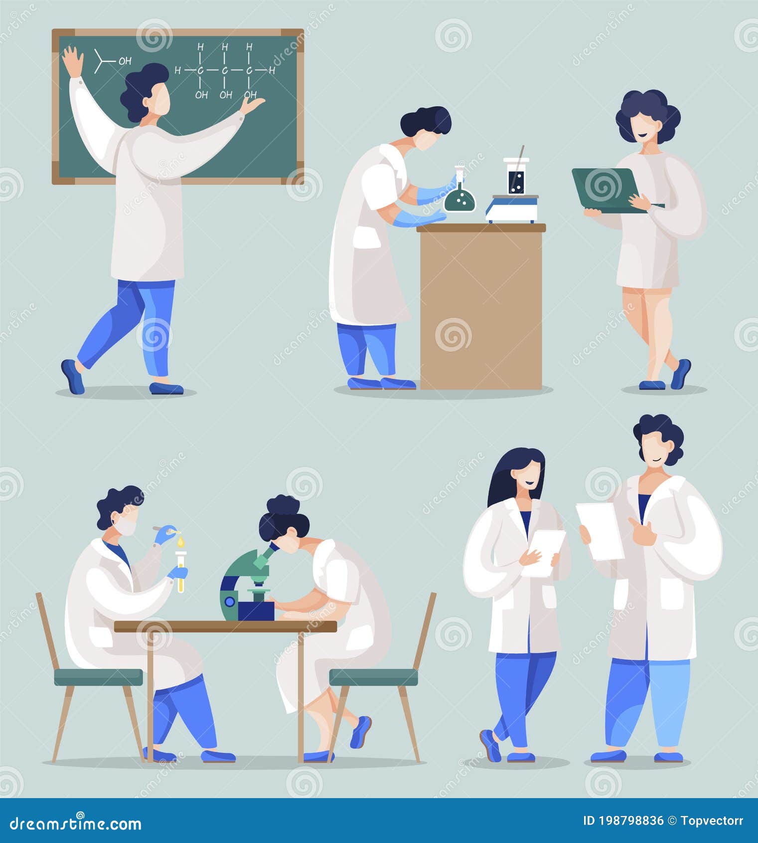 Pharmaceutical Lessons and Chemistry Classes Set Stock Vector ...