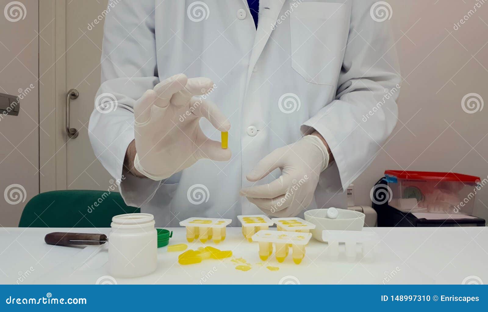 Pharmaceutical Making Yellow Suppositories Stock Photo - Image of white ...