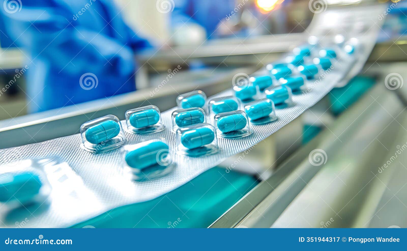 Pharmaceutical Manufacturing Line With Pill Bottles Stock Photo ...