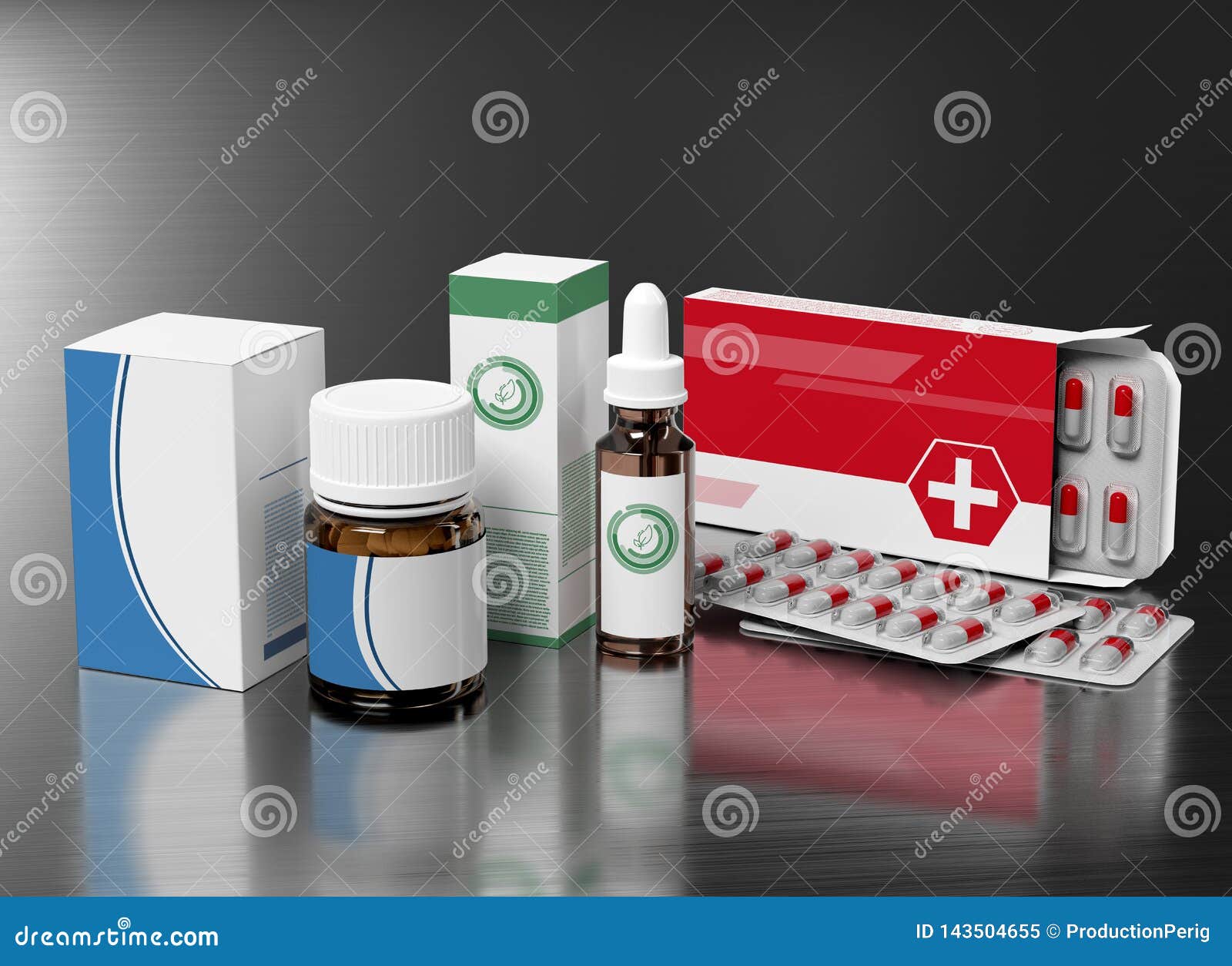 Pharmaceutical Packaging Mockup - 3d Rendering Stock Photography ...