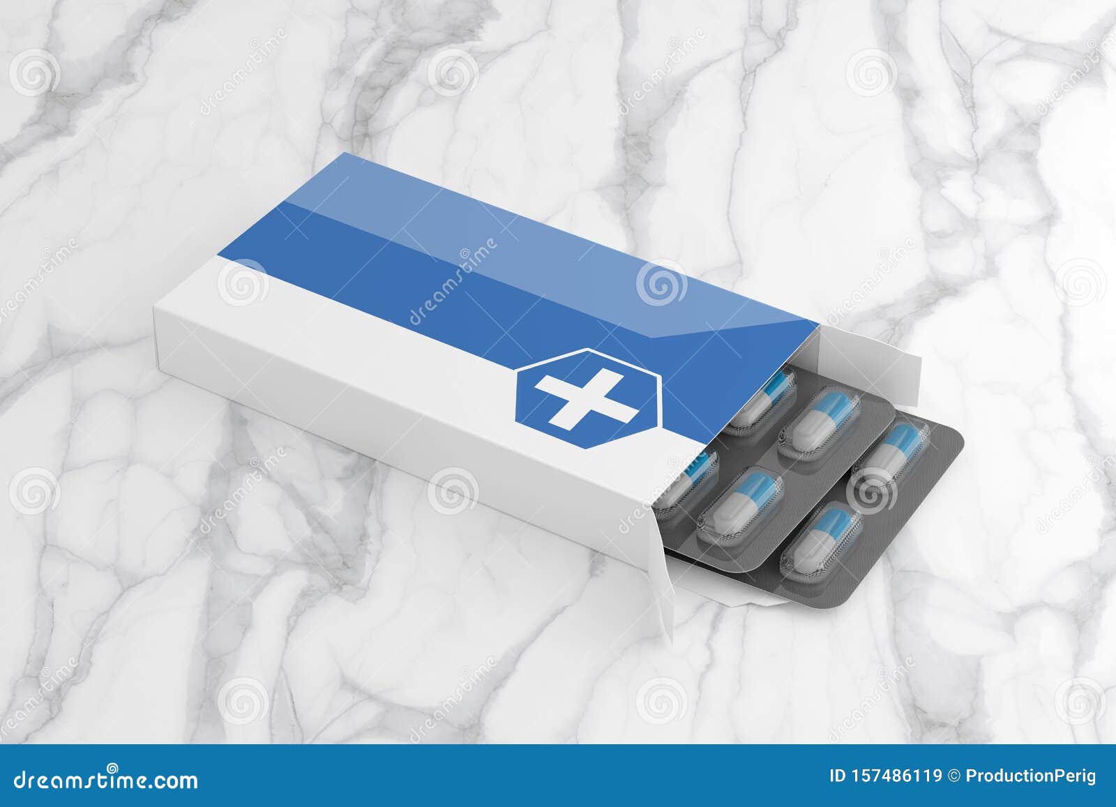 Pharmaceutical Packaging Mockup - 3d Rendering Stock Illustration ...