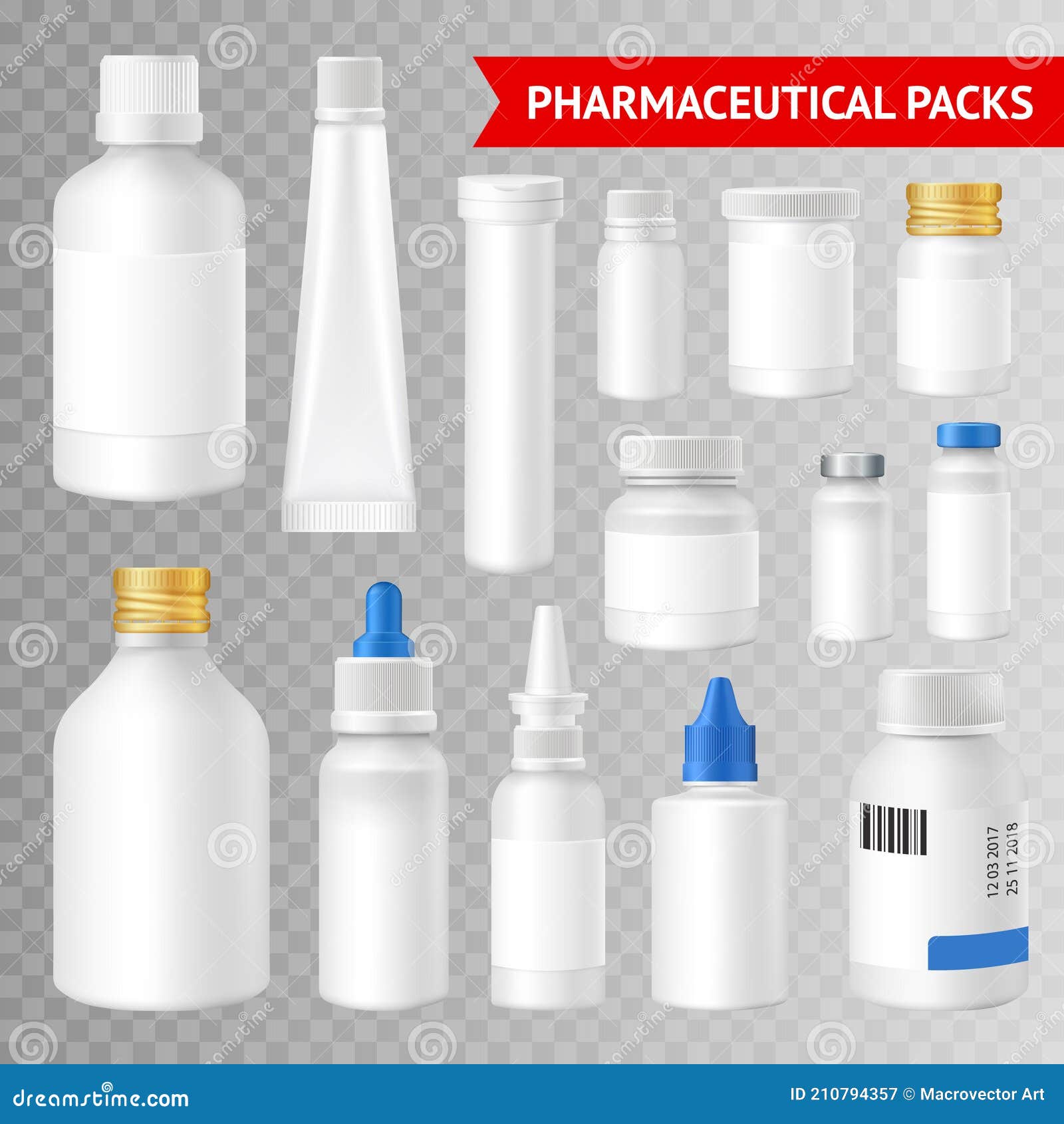 Pharmaceutical Packaging Realistic Transparent Background Set Stock ...