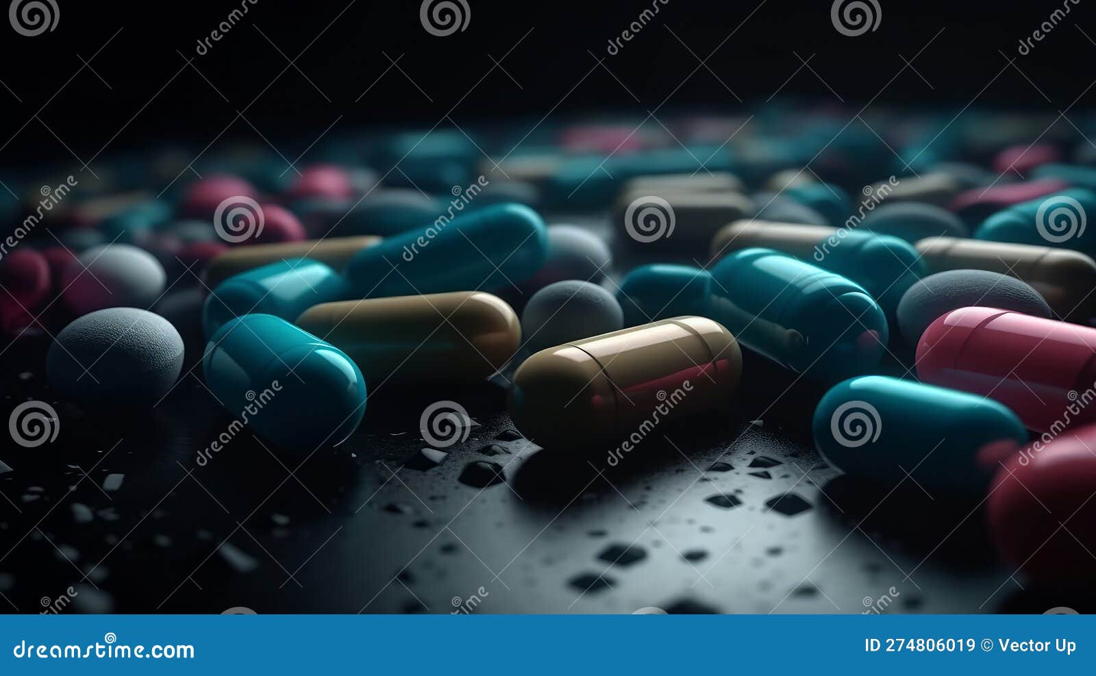 Pharmaceutical Pill Background. Generative AI Stock Illustration ...