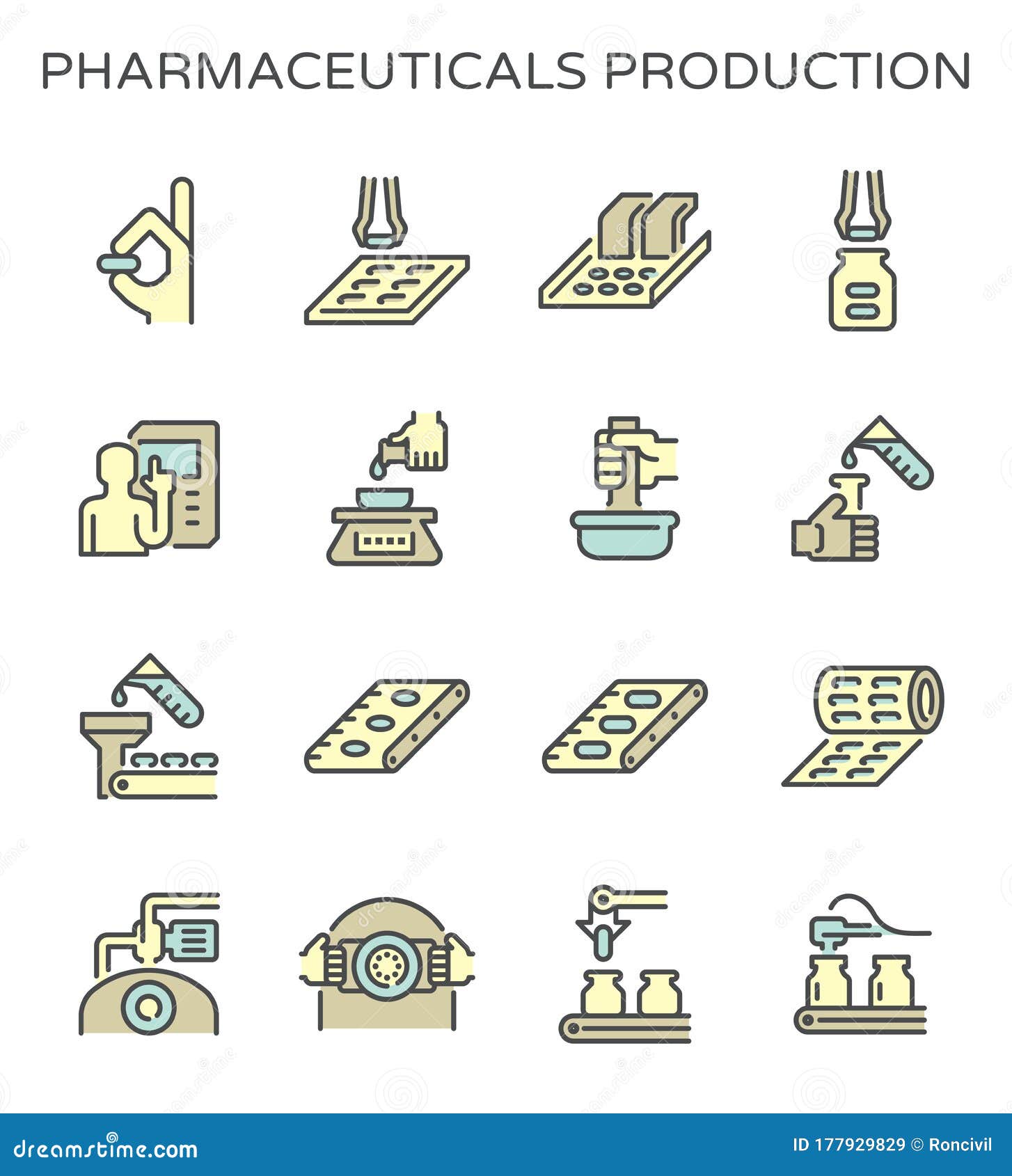 Pharmaceutical Production and Manufacturing Vector Icon Stock Vector ...
