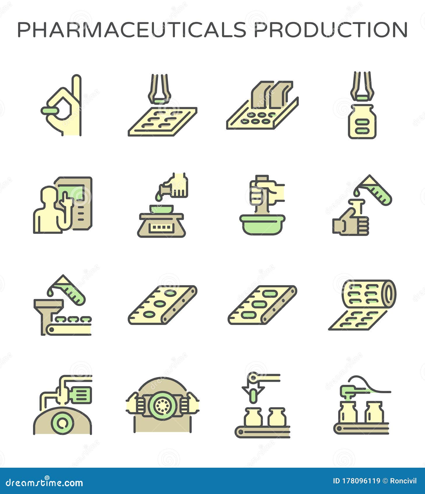 Pharmaceutical Production and Manufacturing Vector Icon Stock Vector ...