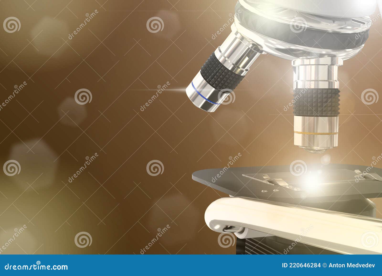 Pharmaceutical Research Concept, Lab Hi-tech Scientific Microscope with ...