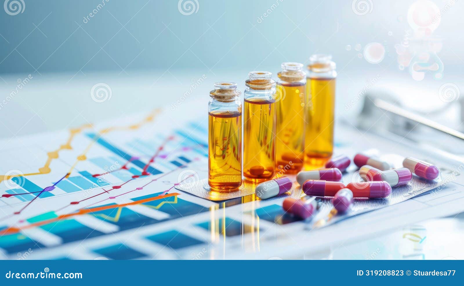 Pharmaceutical Research with Charts Stock Image - Image of medication ...
