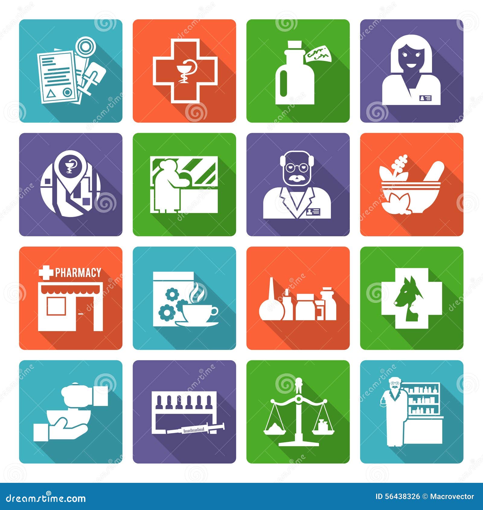 Pharmacien Icons Set illustration de vecteur. Illustration du choc ...