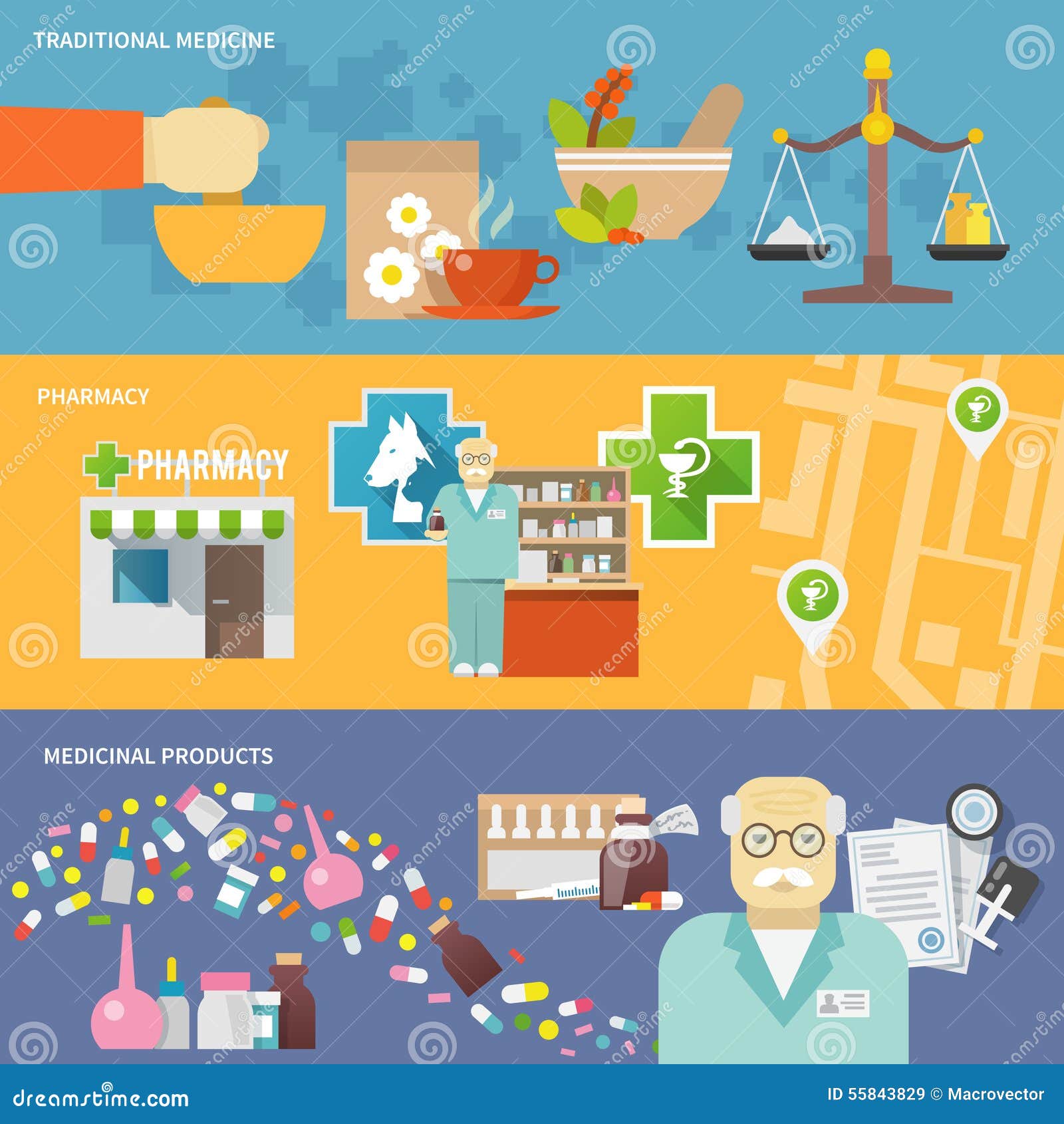 Pharmacist Banner Set stock vector. Illustration of blood - 55843829