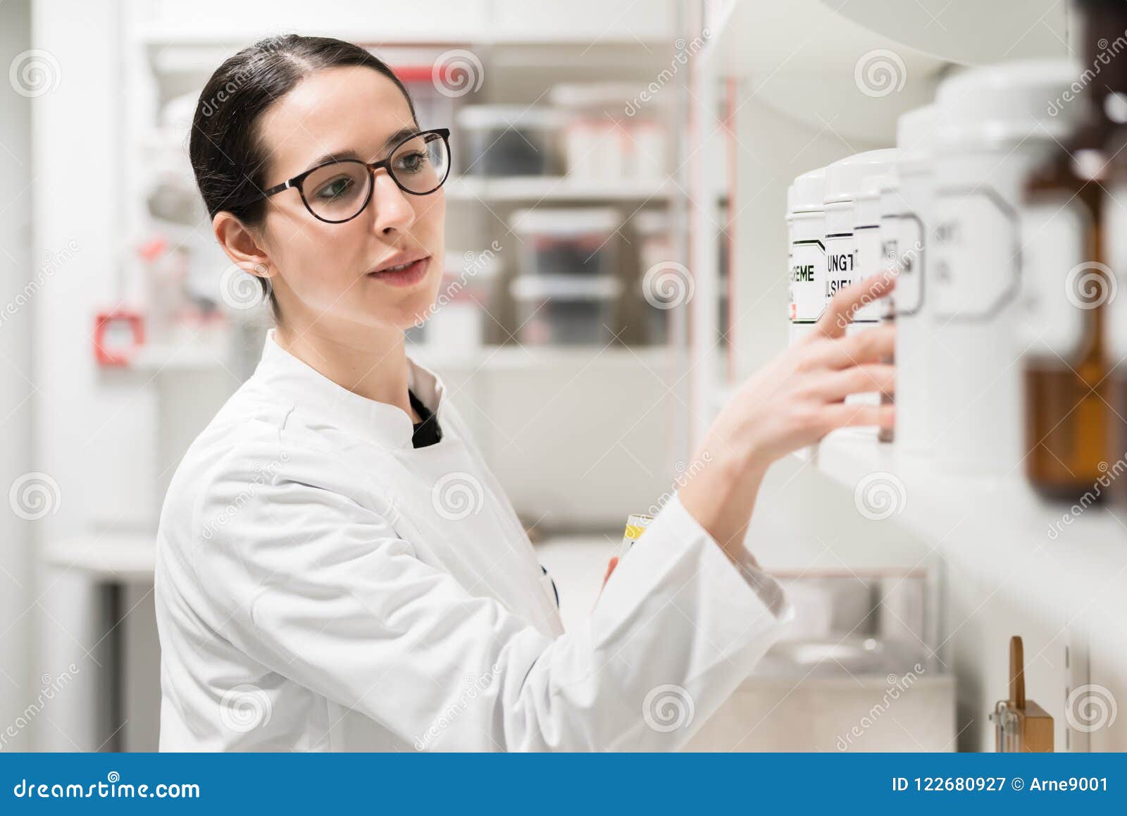 Pharmacist Checking a Chemical Pharmaceutical Substance Stock Image ...