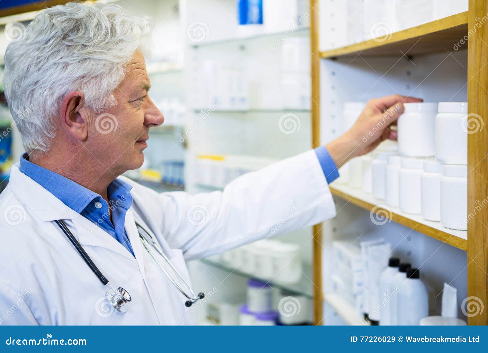 Pharmacist Checking Medicines in Pharmacy Stock Image - Image of ...