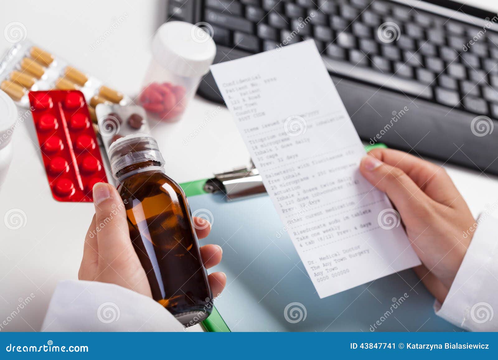 Pharmacist Checking Prescription Stock Image - Image of laboratory ...