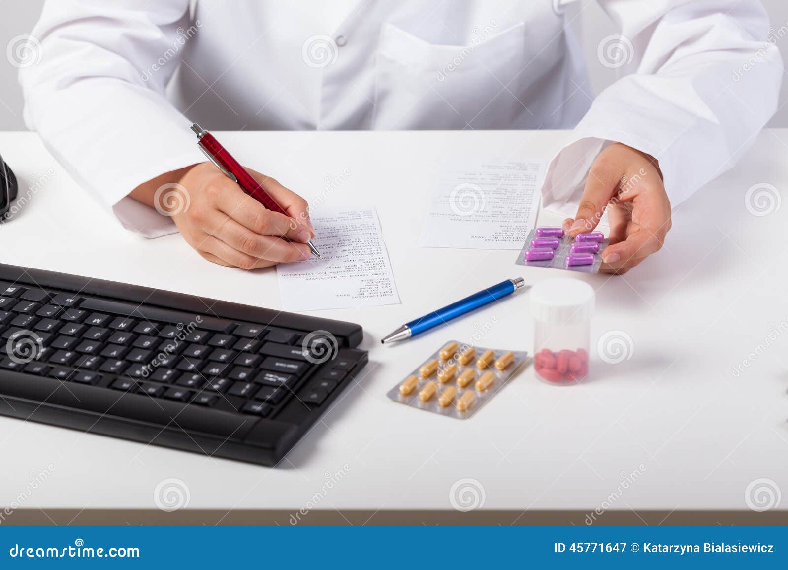 Pharmacist Checking Prescription Stock Image - Image of pharmacist ...