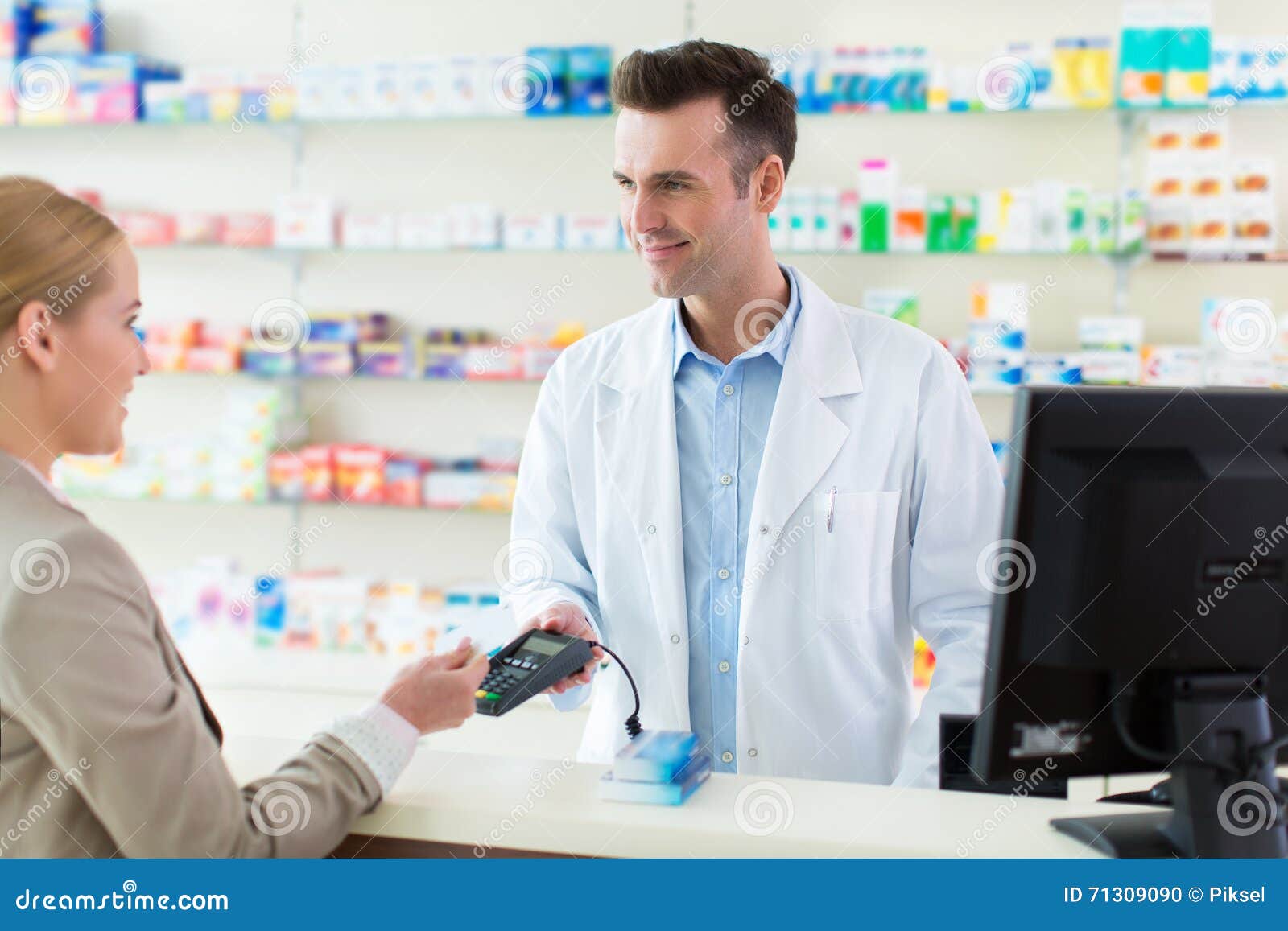 Pharmacist and Client at Pharmacy Stock Photo - Image of coworker ...