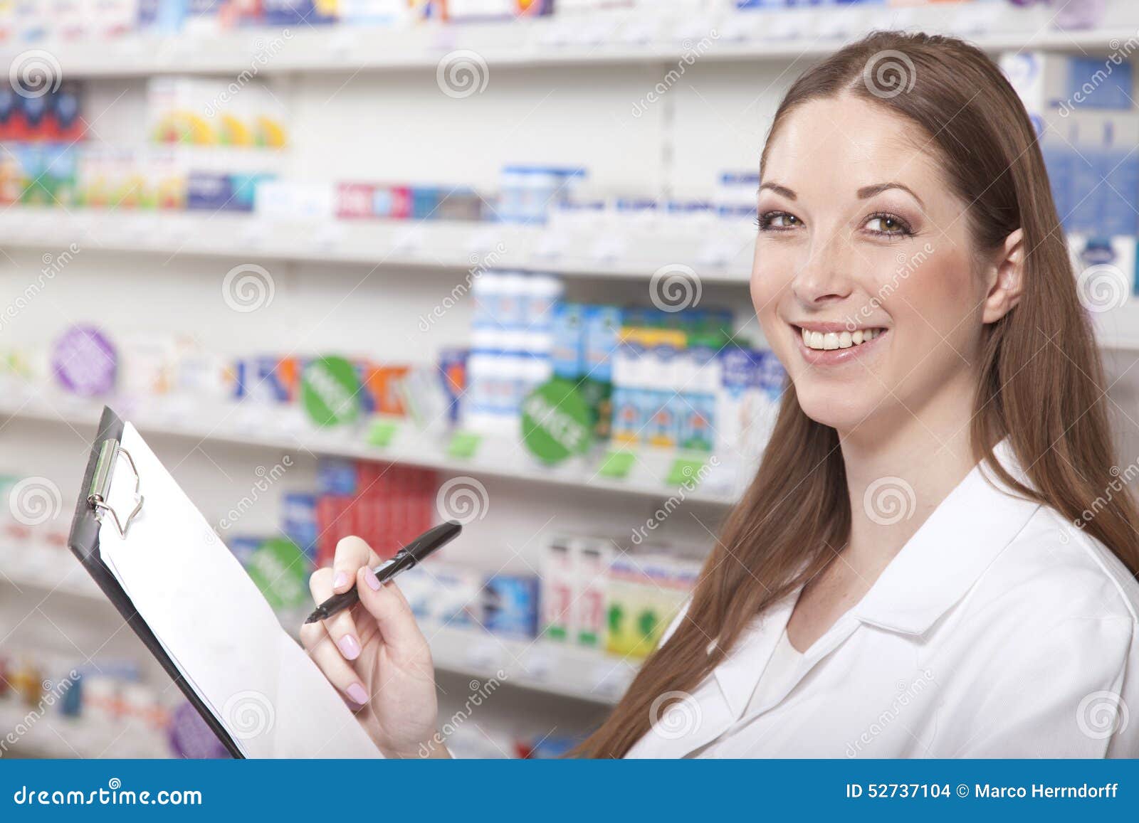 Pharmacist with clipboard stock photo. Image of happy - 52737104