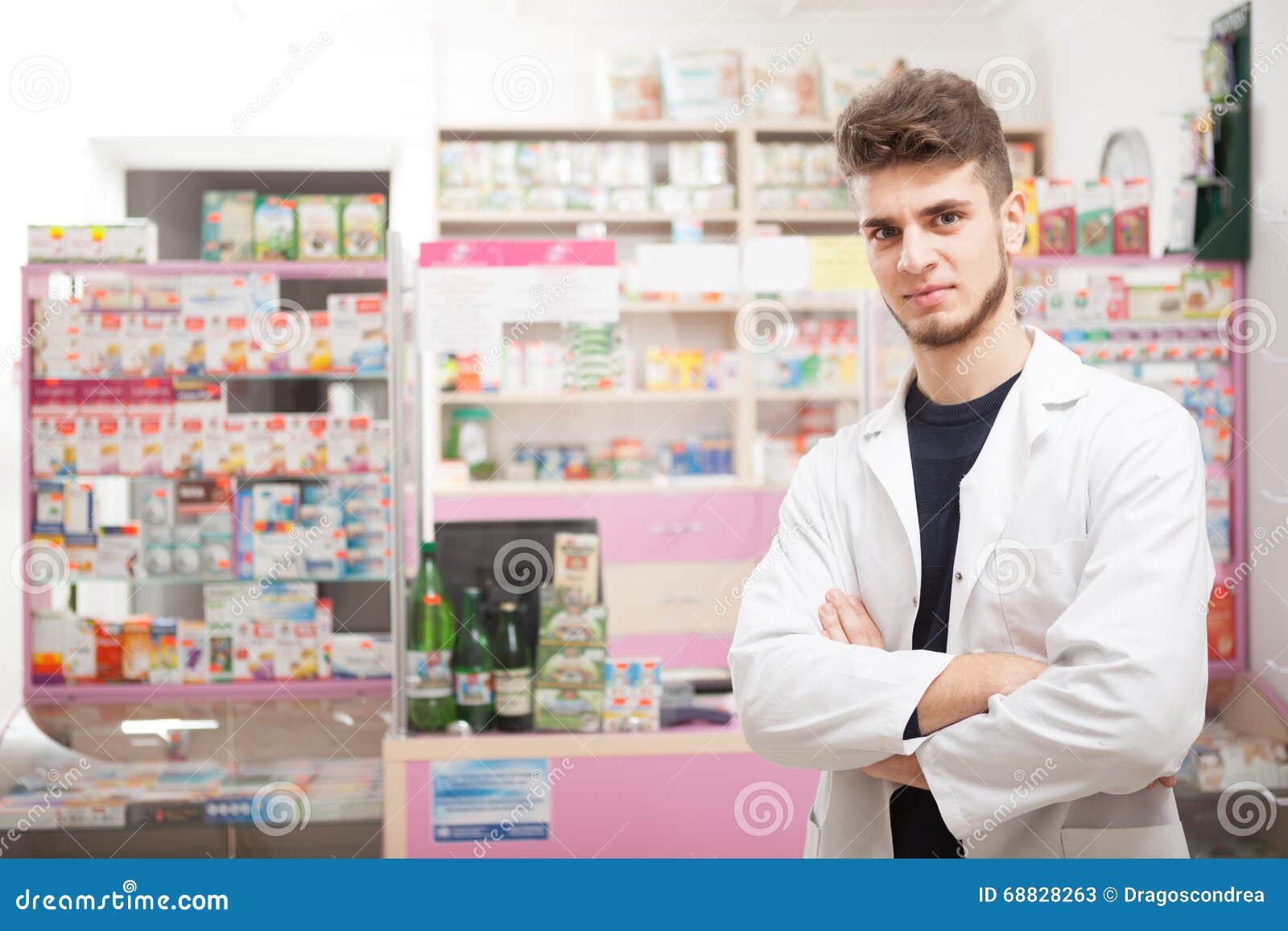 Pharmacist in Front of the Work Desk Stock Image - Image of ...