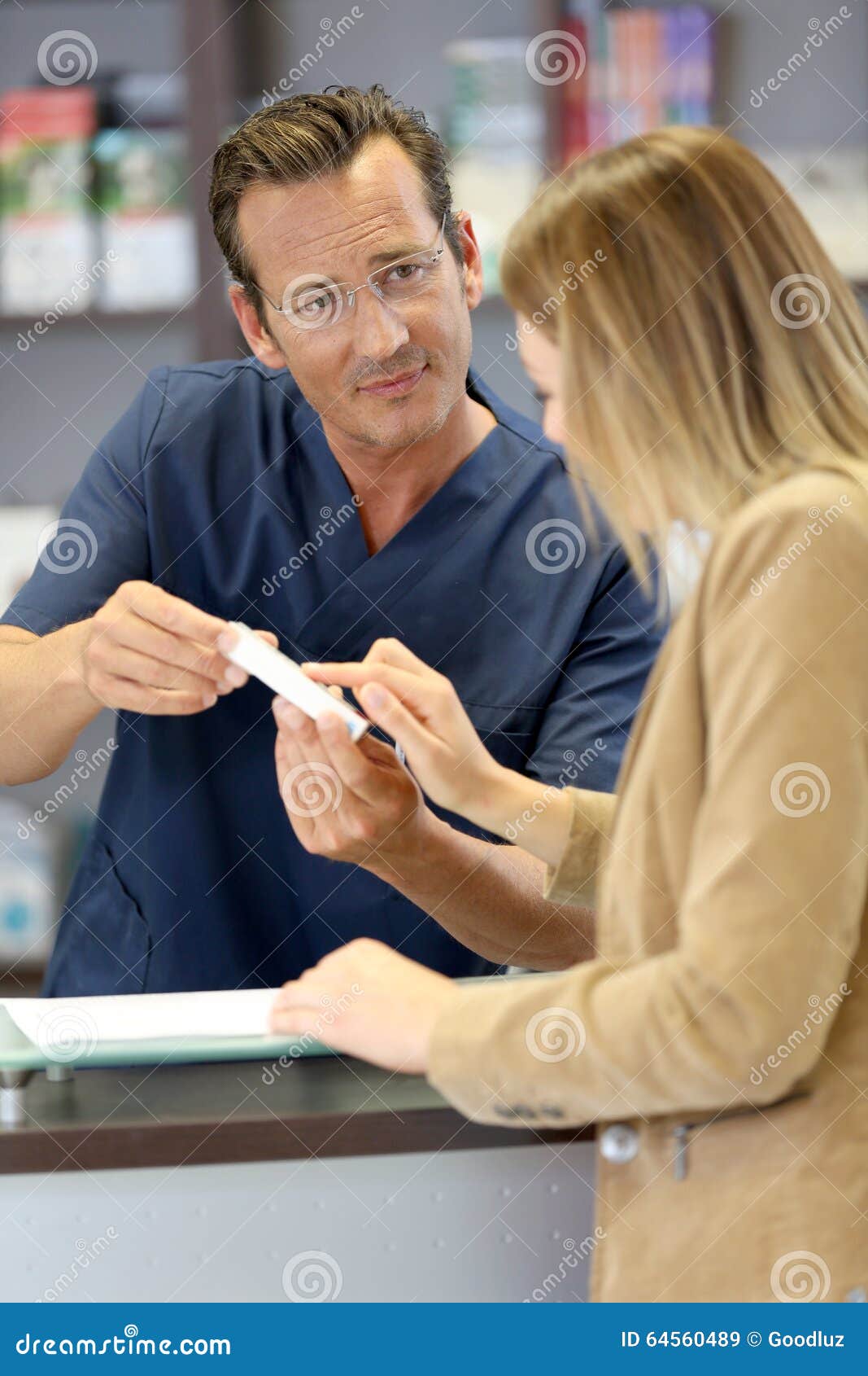 Pharmacist Giving Instructions on How To Use Medication Stock Image ...