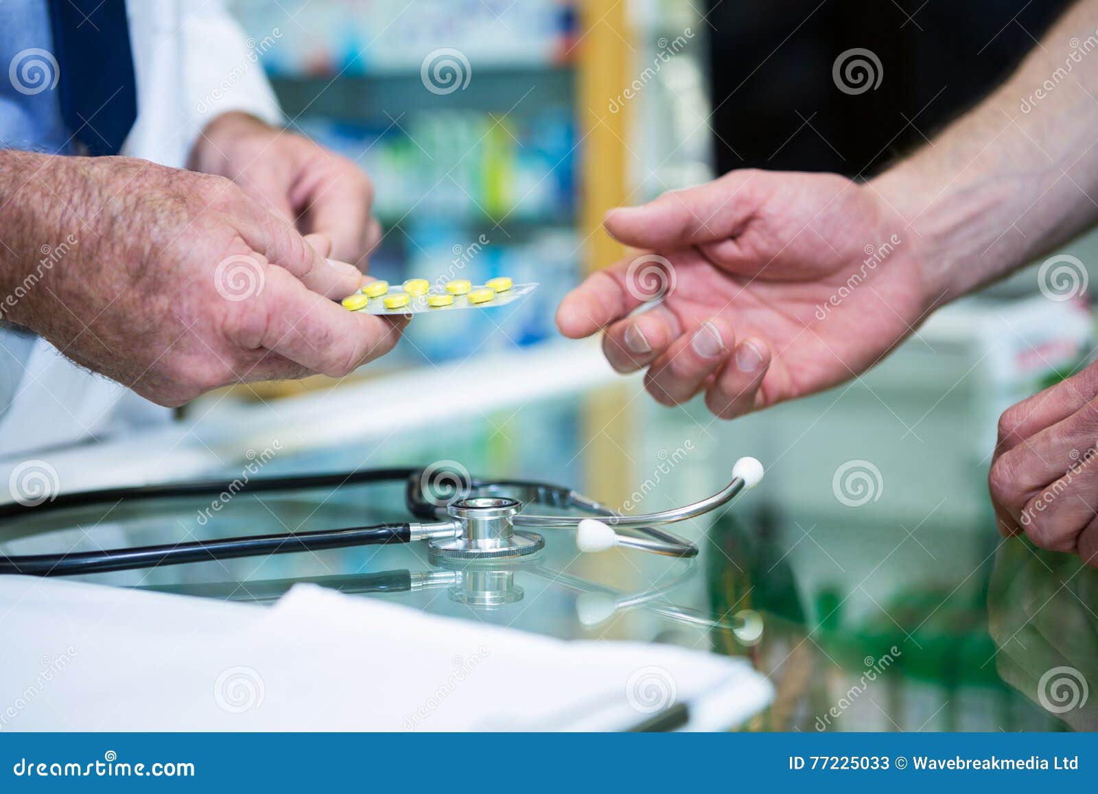 Pharmacist Giving Medicine To Customer Stock Image - Image of drug ...