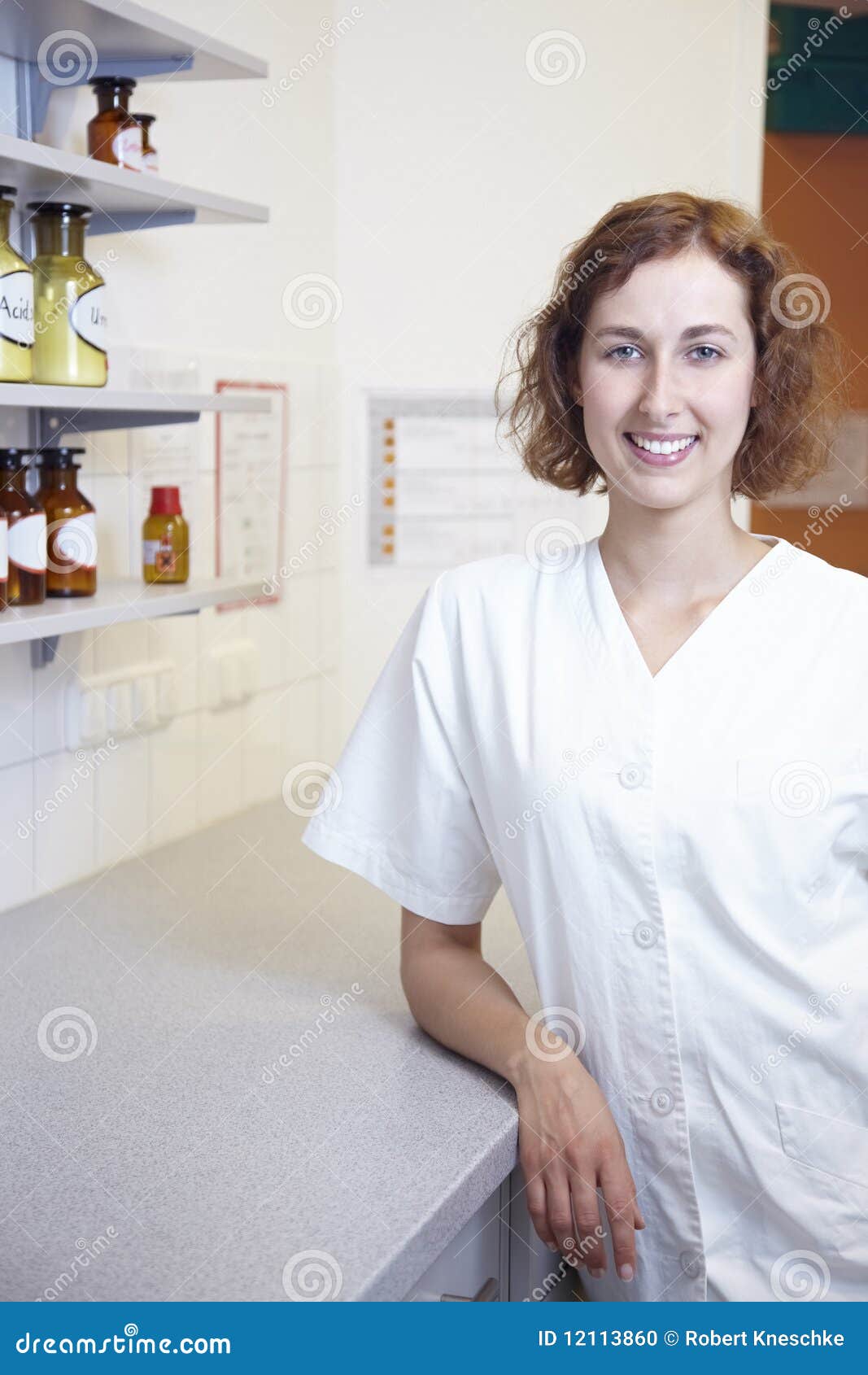 Pharmacist in lab stock photo. Image of european, female - 12113860