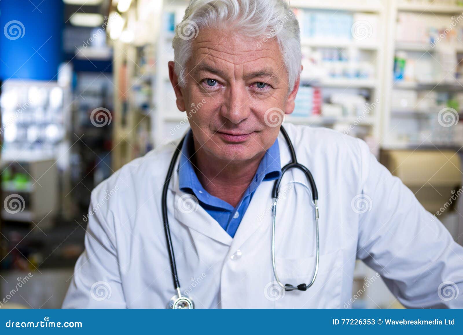 Pharmacist in lab coat stock image. Image of pharmaceutical - 77226353