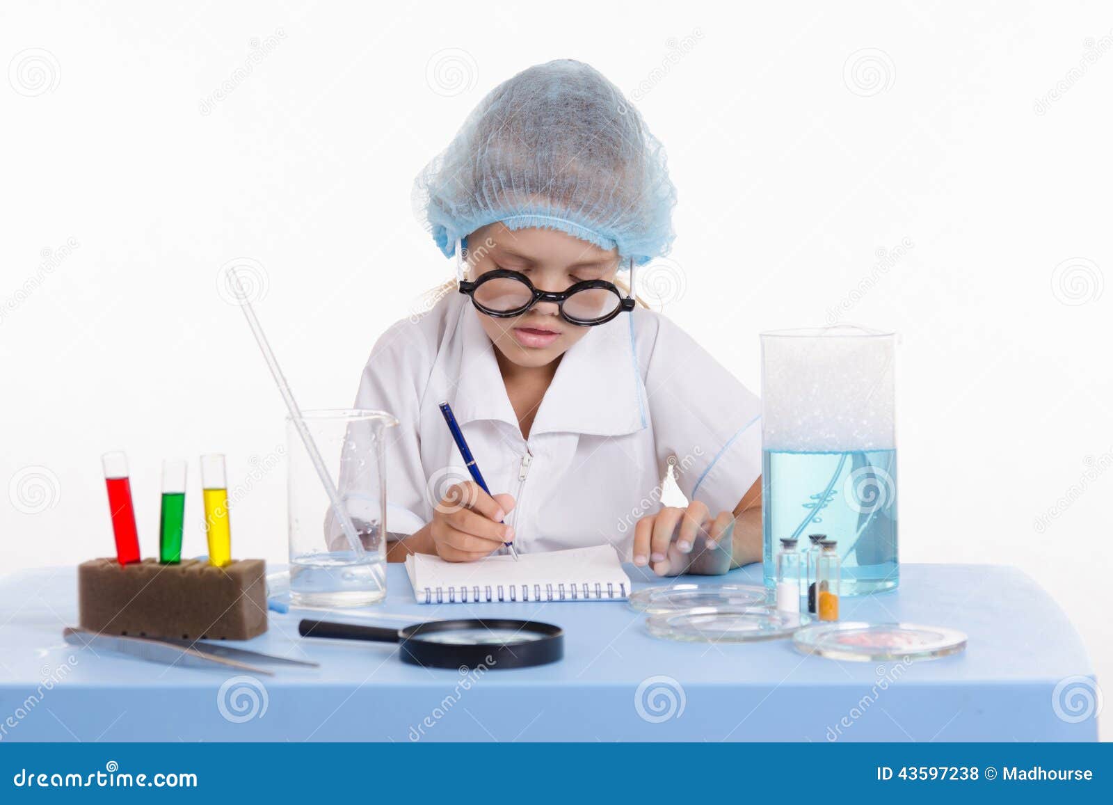 Pharmacist in Lab Writing a Notebook Stock Photo - Image of smile ...