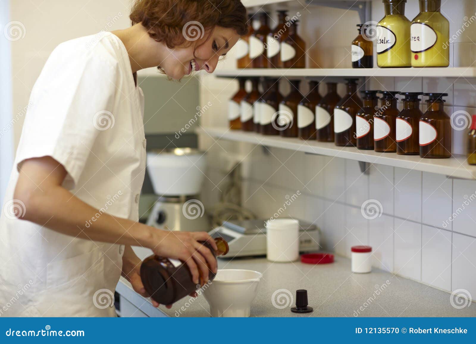 Pharmacist Mixing Ingredients Stock Photo - Image of head, physician ...