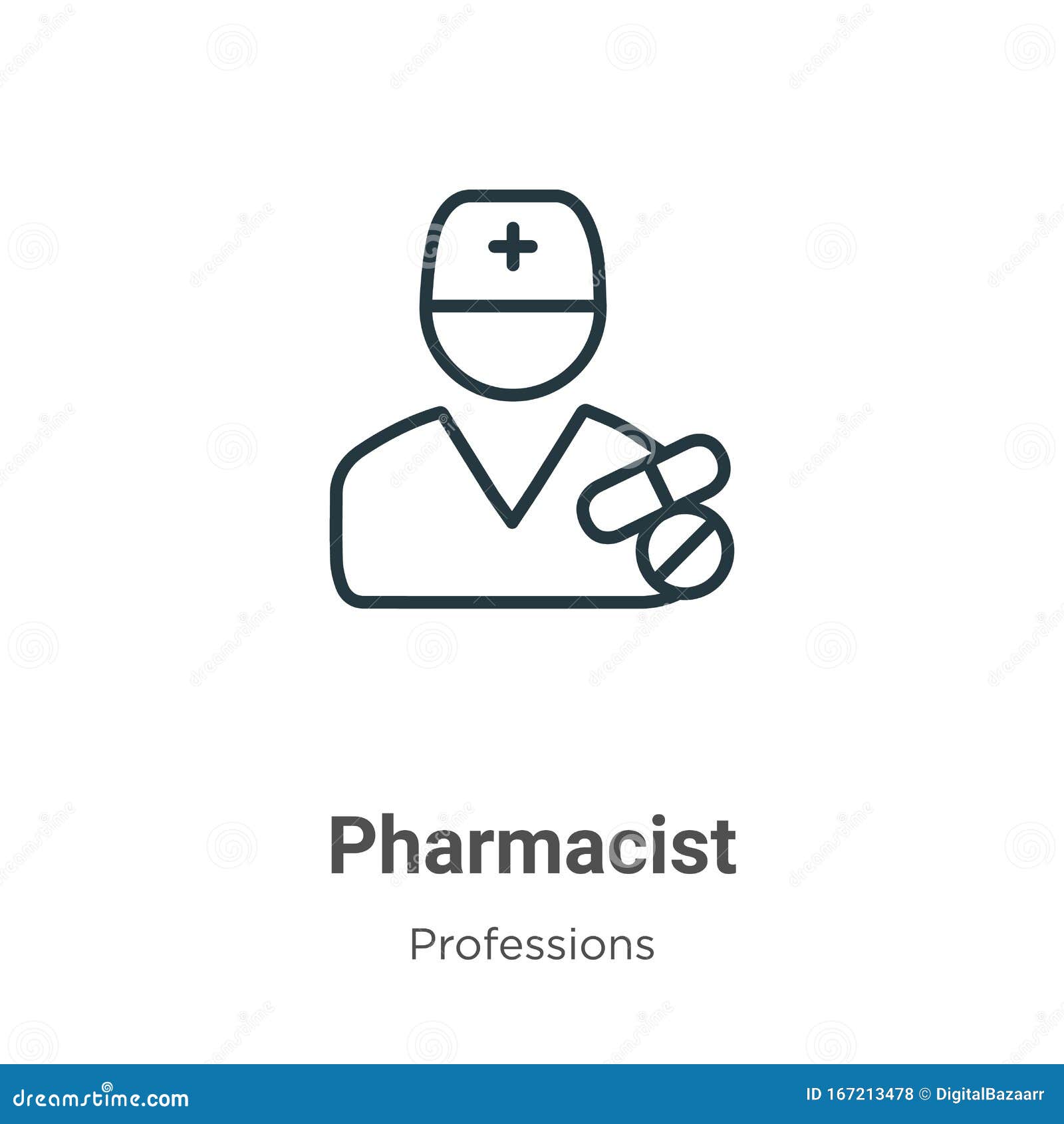 Pharmacist Outline Vector Icon. Thin Line Black Pharmacist Icon, Flat ...