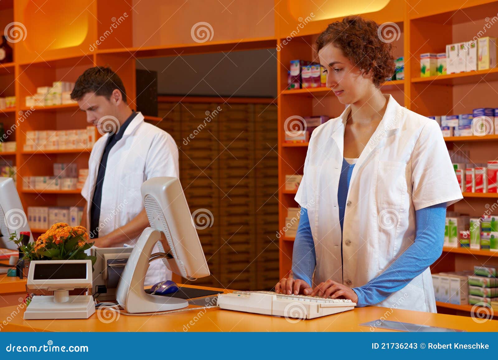 Pharmacist and PTA in Pharmacy Stock Image - Image of counter ...