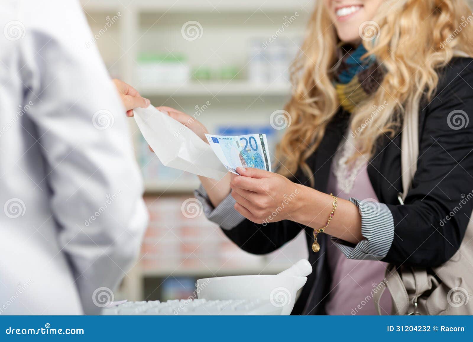 Pharmacist Receiving Money from Customer for Medicines Stock Photo ...