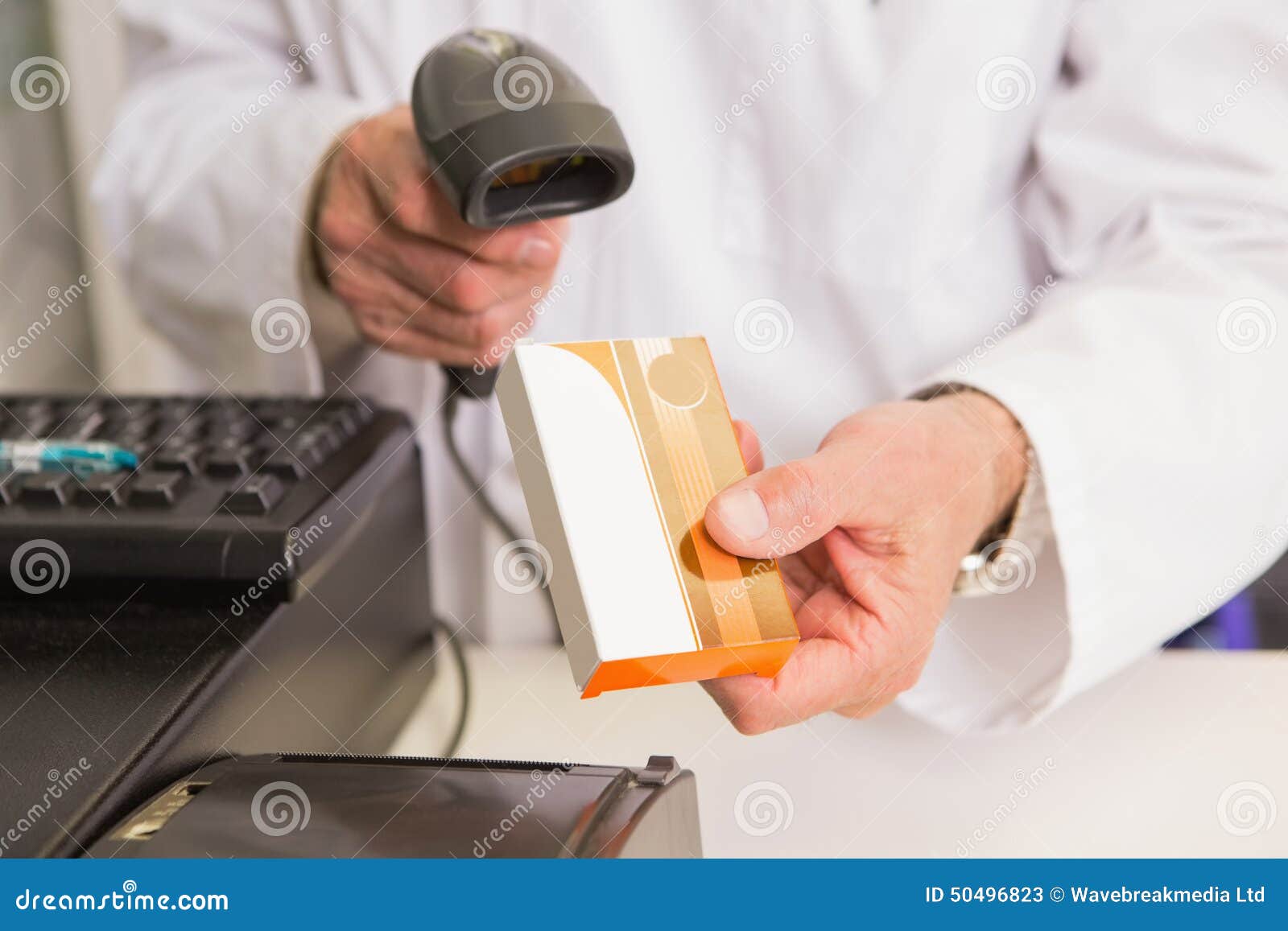 Pharmacist Scanning Medication with a Scanner Stock Image - Image of ...